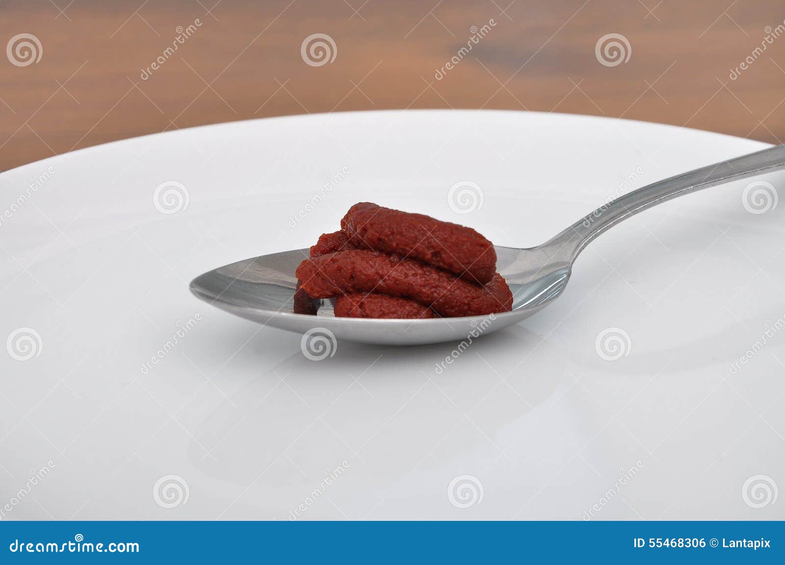 Spoon with tomato puree stock photo. Image of plate, porcelain - 55468306