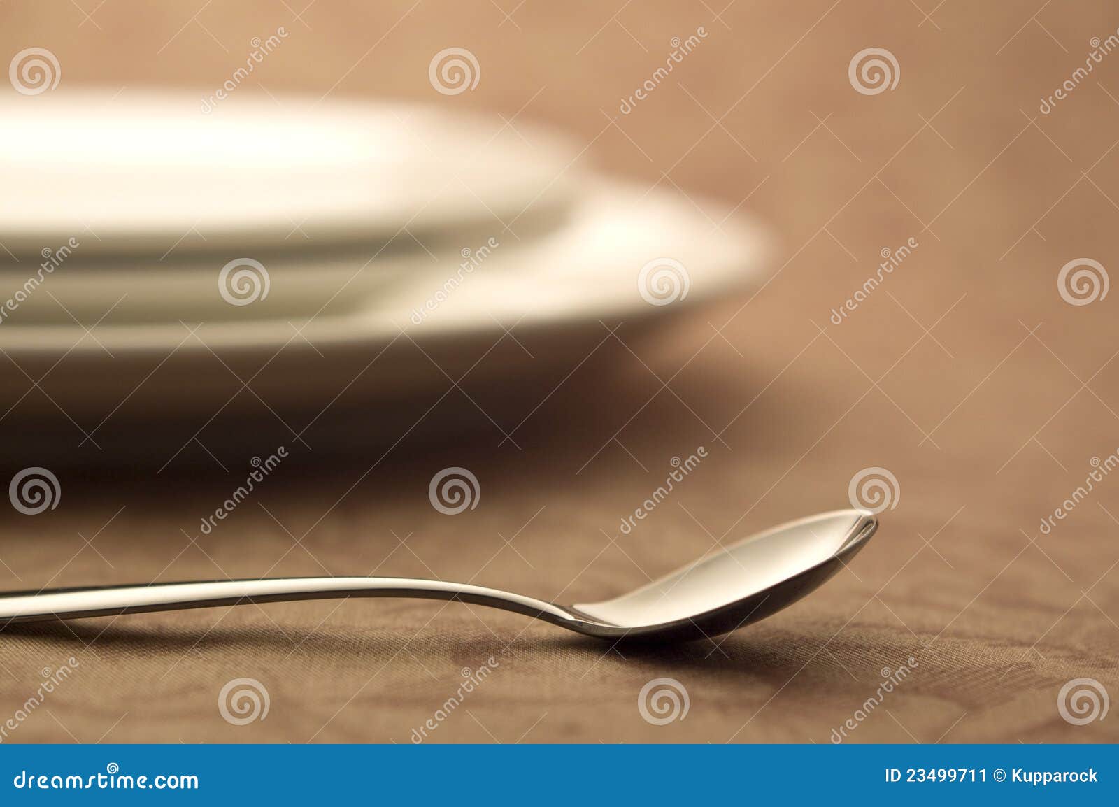 Spoon and white plate stock image. Image of setting, plate - 23499711