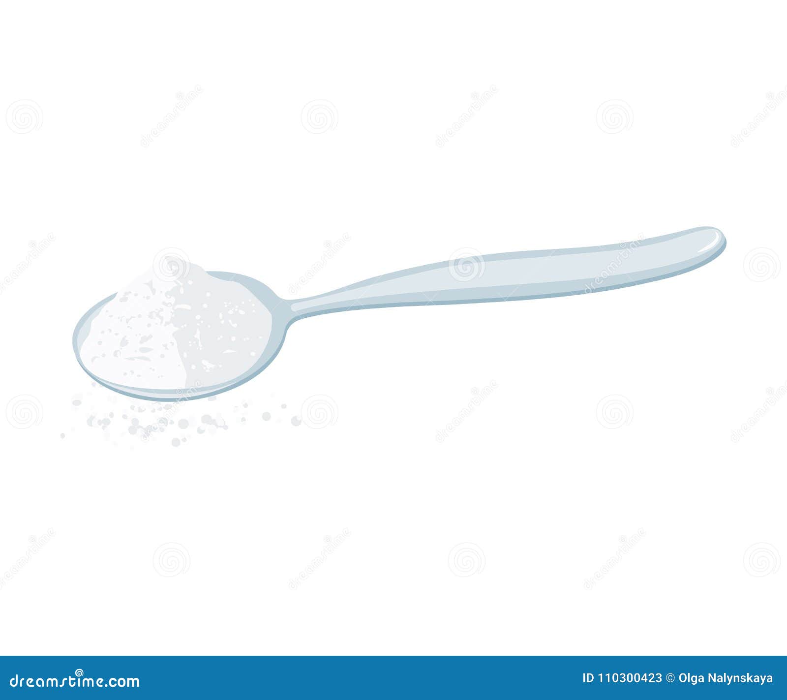 Spoon with White Powder stock vector. Illustration of baking - 110300423