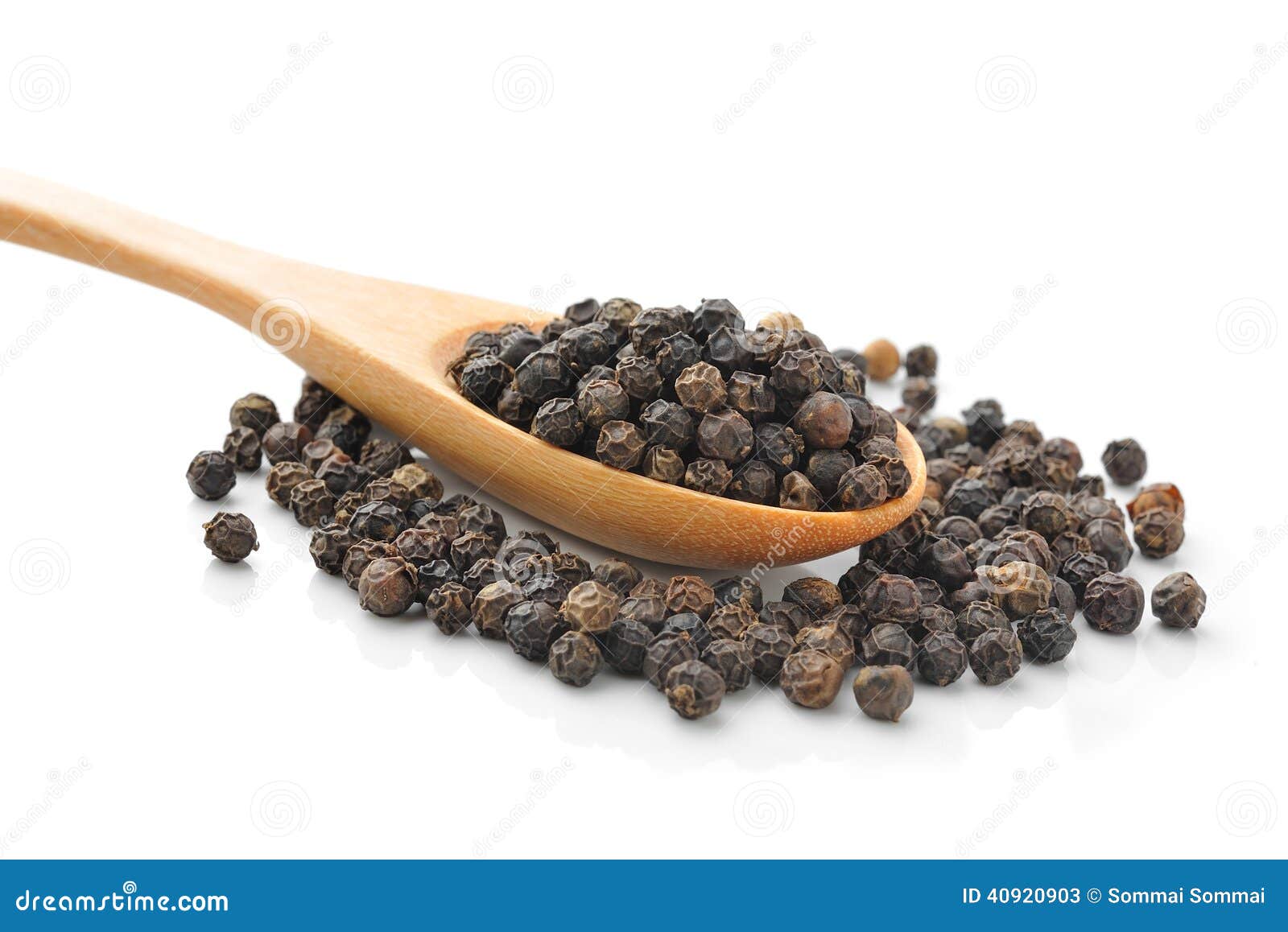 Spoon with Whole Black Pepper Granules Stock Image - Image of granules ...