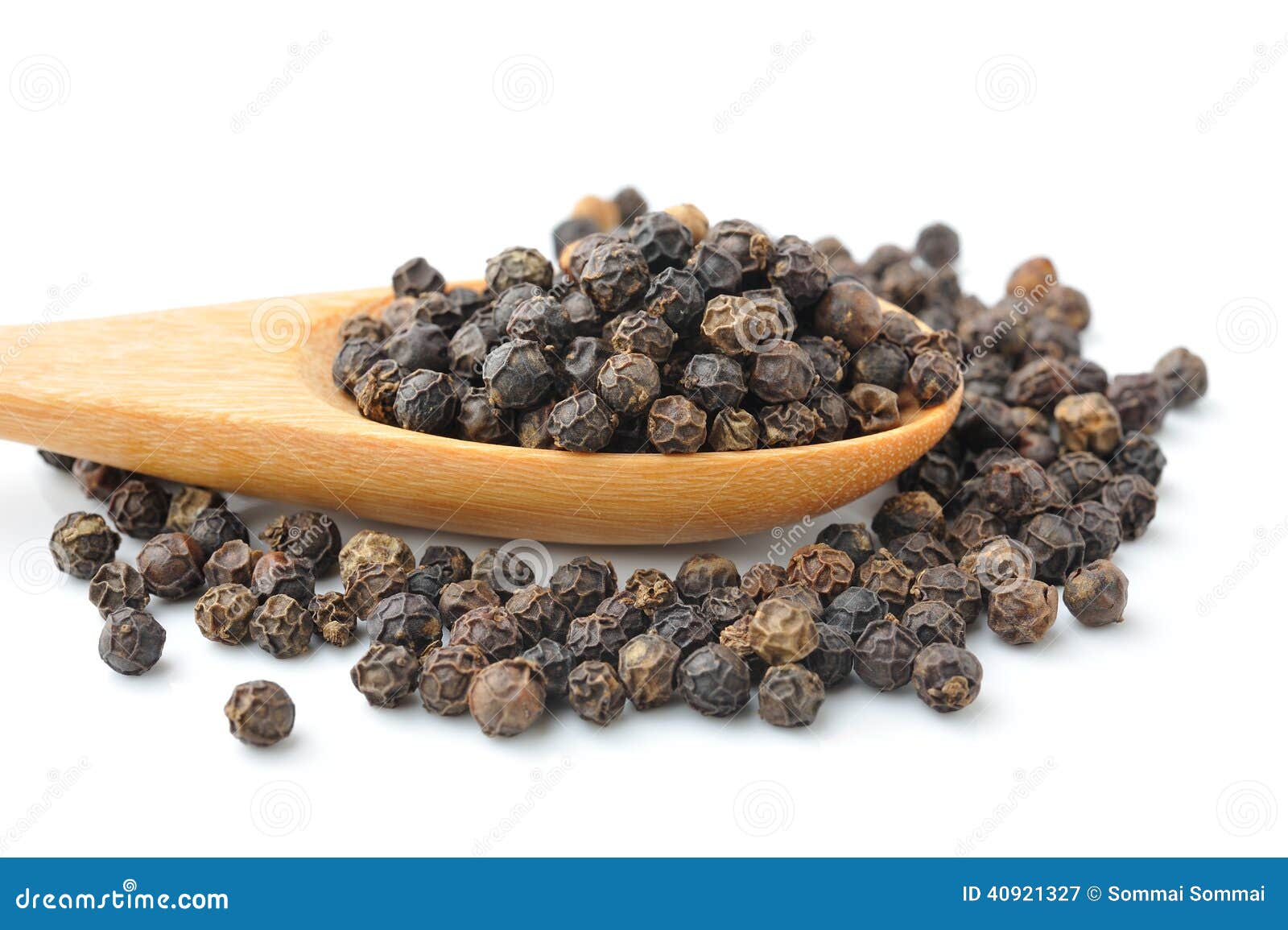 Spoon with Whole Black Pepper Granules Stock Image - Image of ...