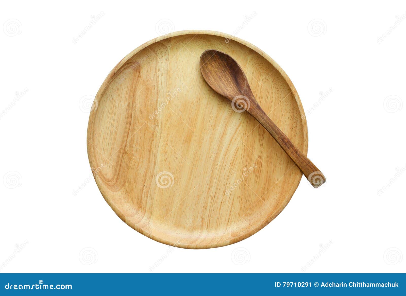 Spoon on Wood Plate, Top View Stock Image - Image of brown, food: 79710291
