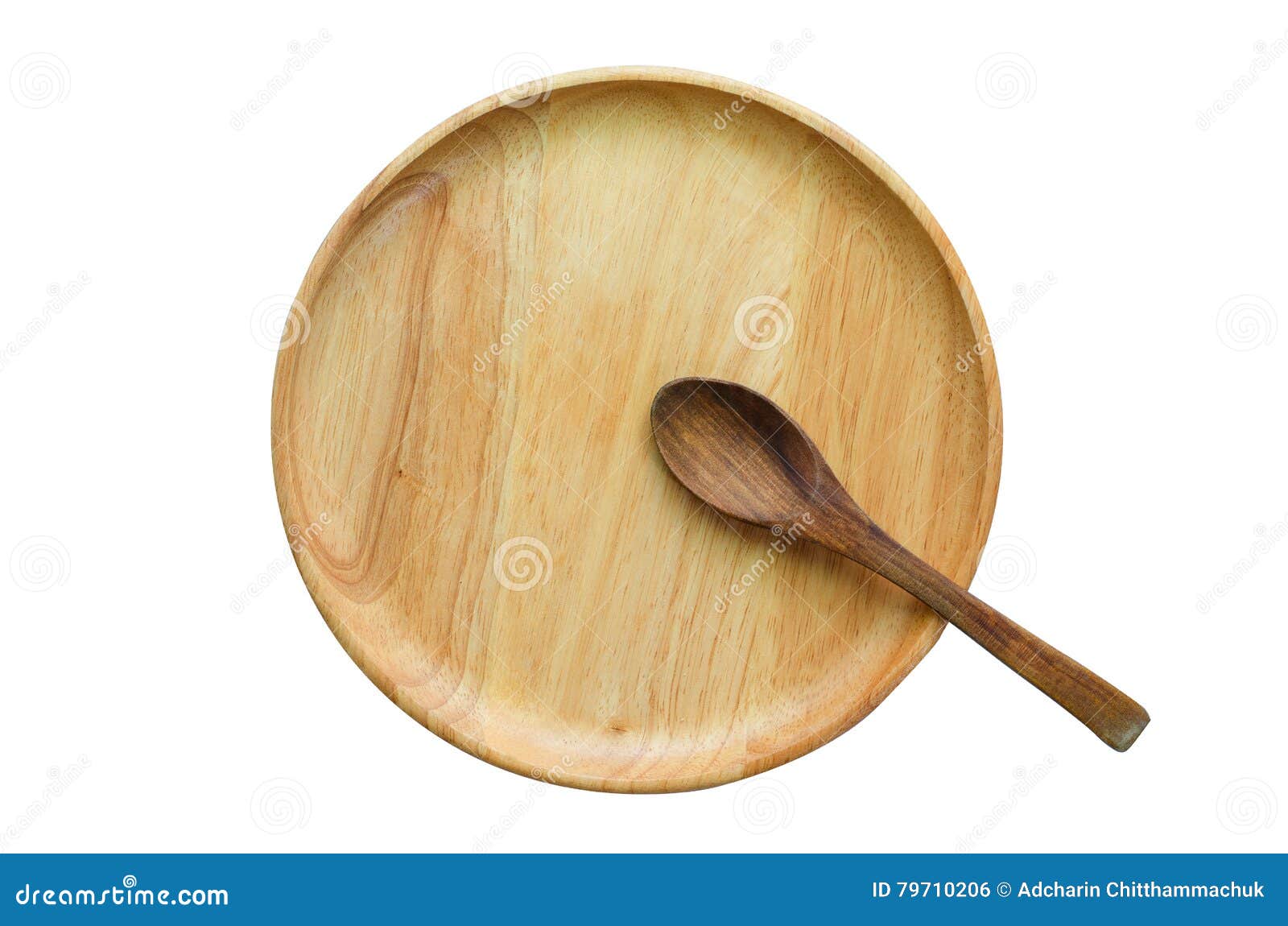 Spoon on Wood Plate, Top View Stock Photo - Image of cooking, table ...