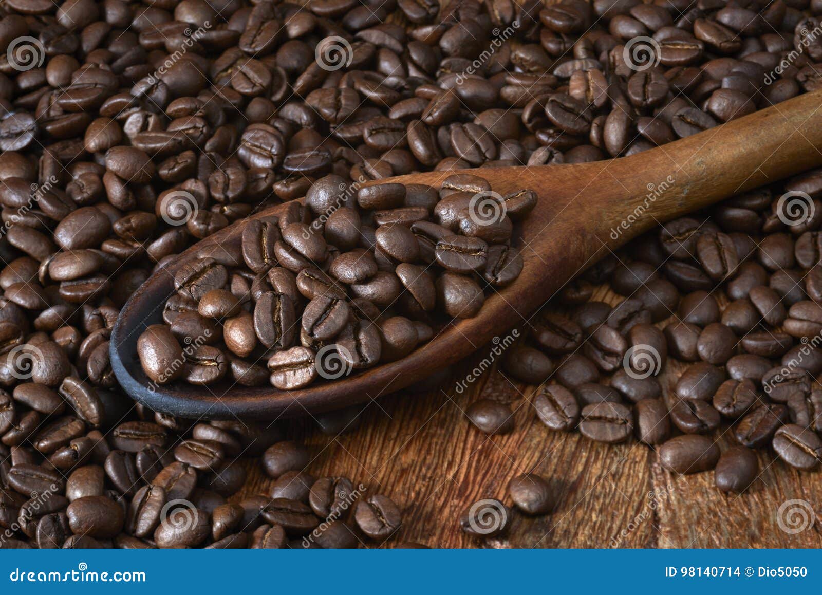 Spoon of Coffee Beans stock photo. Image of almond, caffeine - 98140714