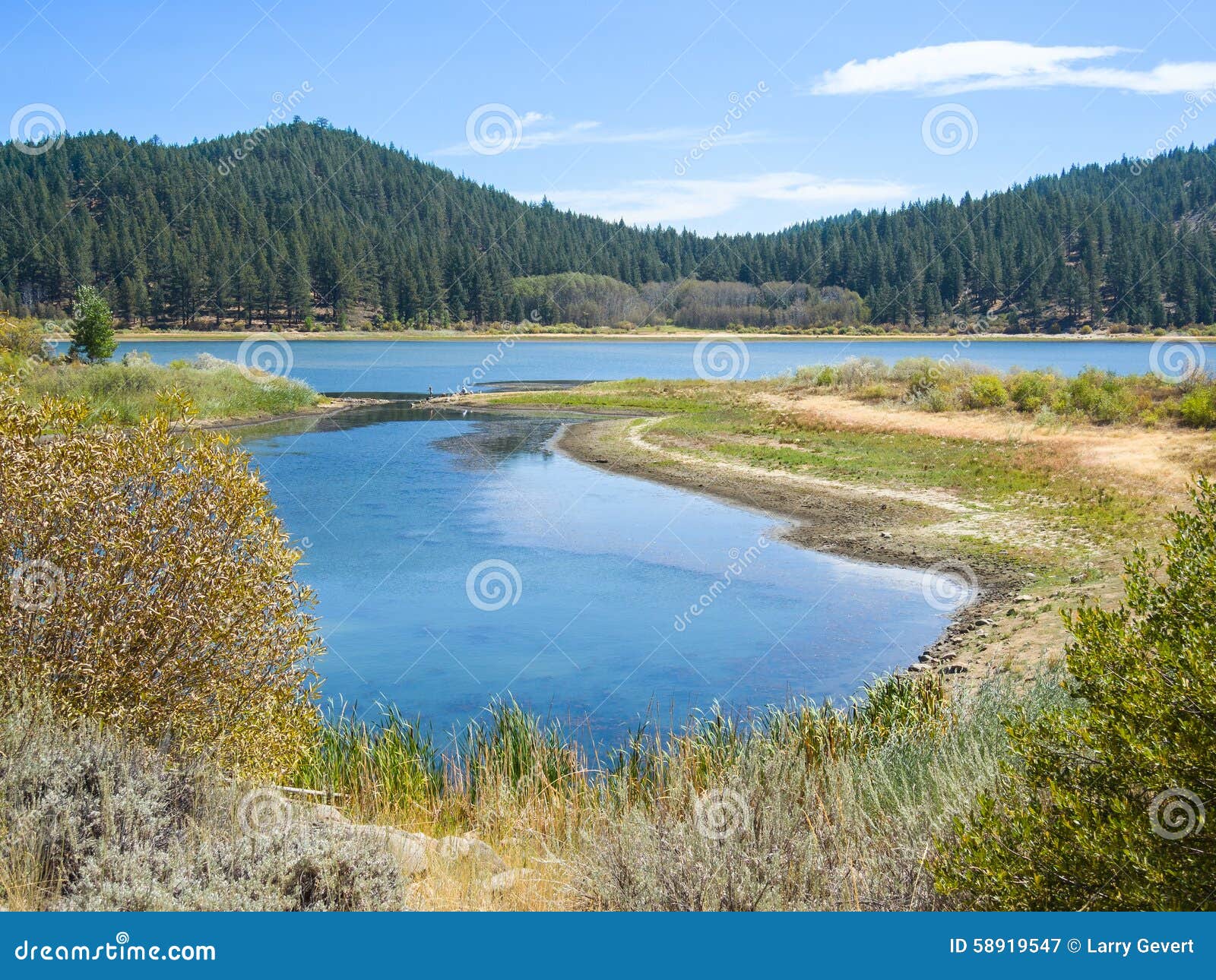 Spooner Lake stock image. Image of calm, aspens, fisherman - 58919547