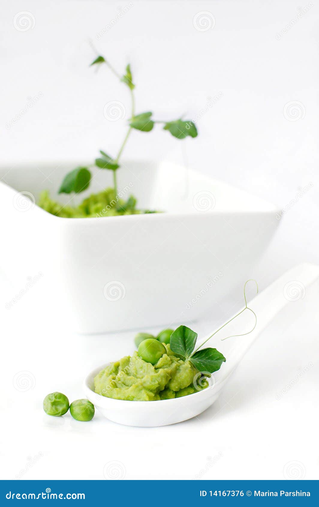 A spoonful of pea puree stock photo. Image of served - 14167376