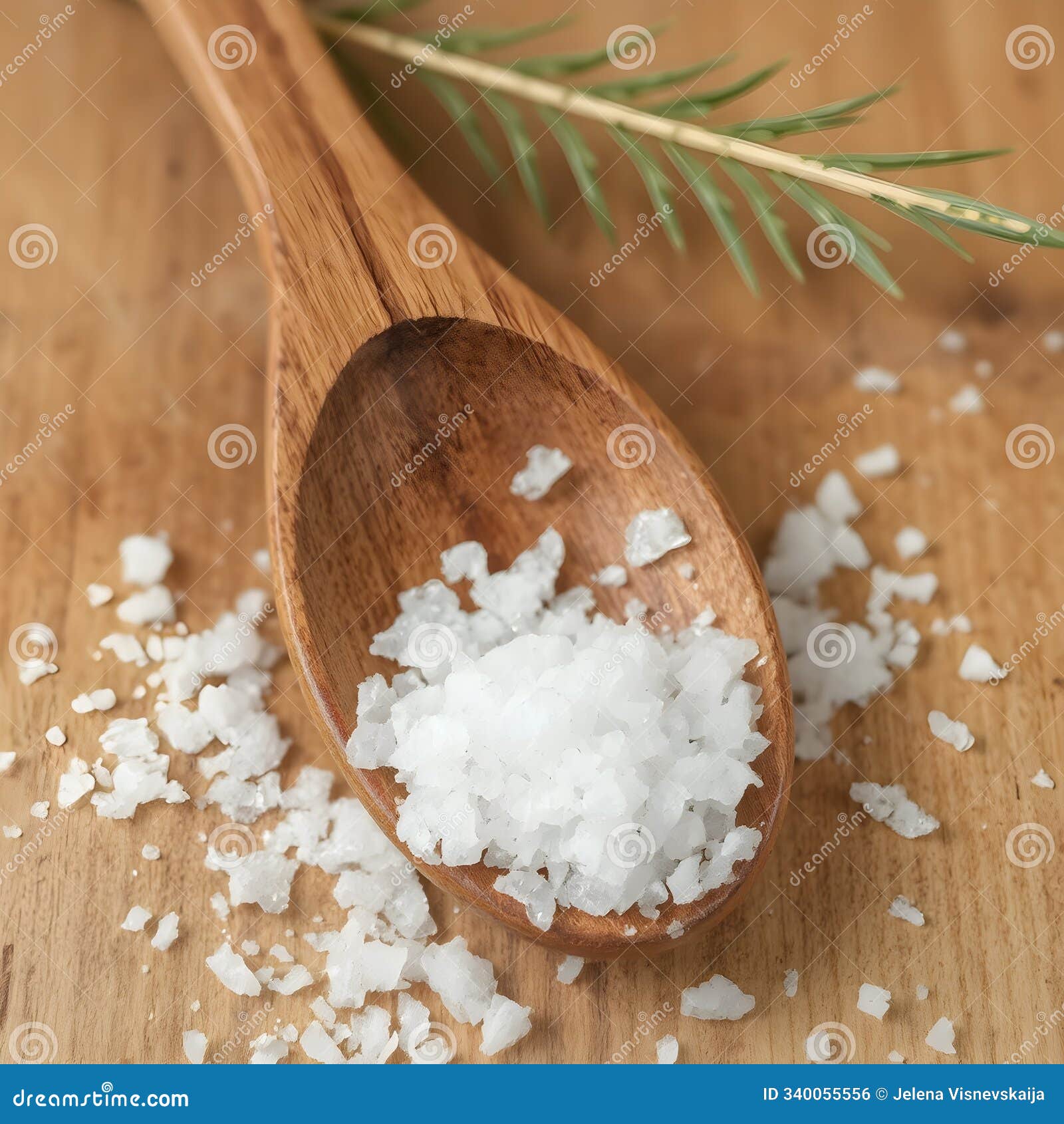 A Spoonful of Salt is on a Wooden Table Stock Illustration ...