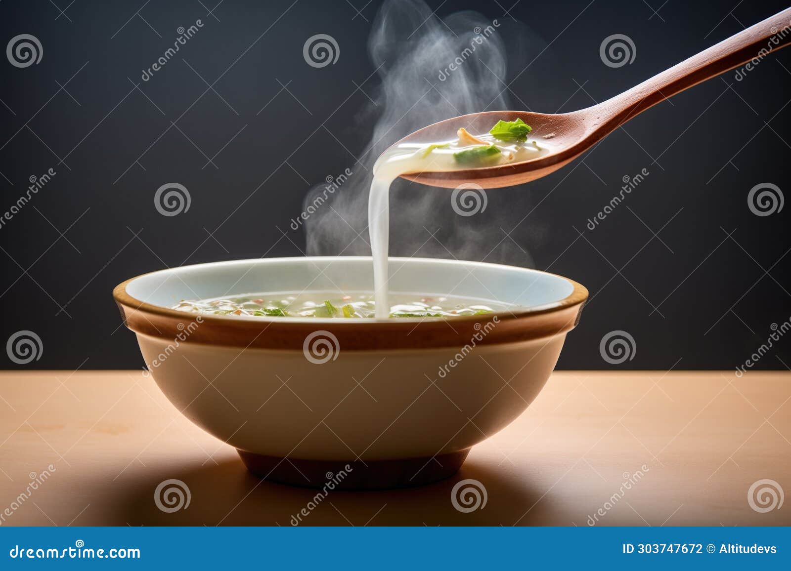Spoonful of Soup Over Bowl, Steam Rising Stock Photo - Image of ...