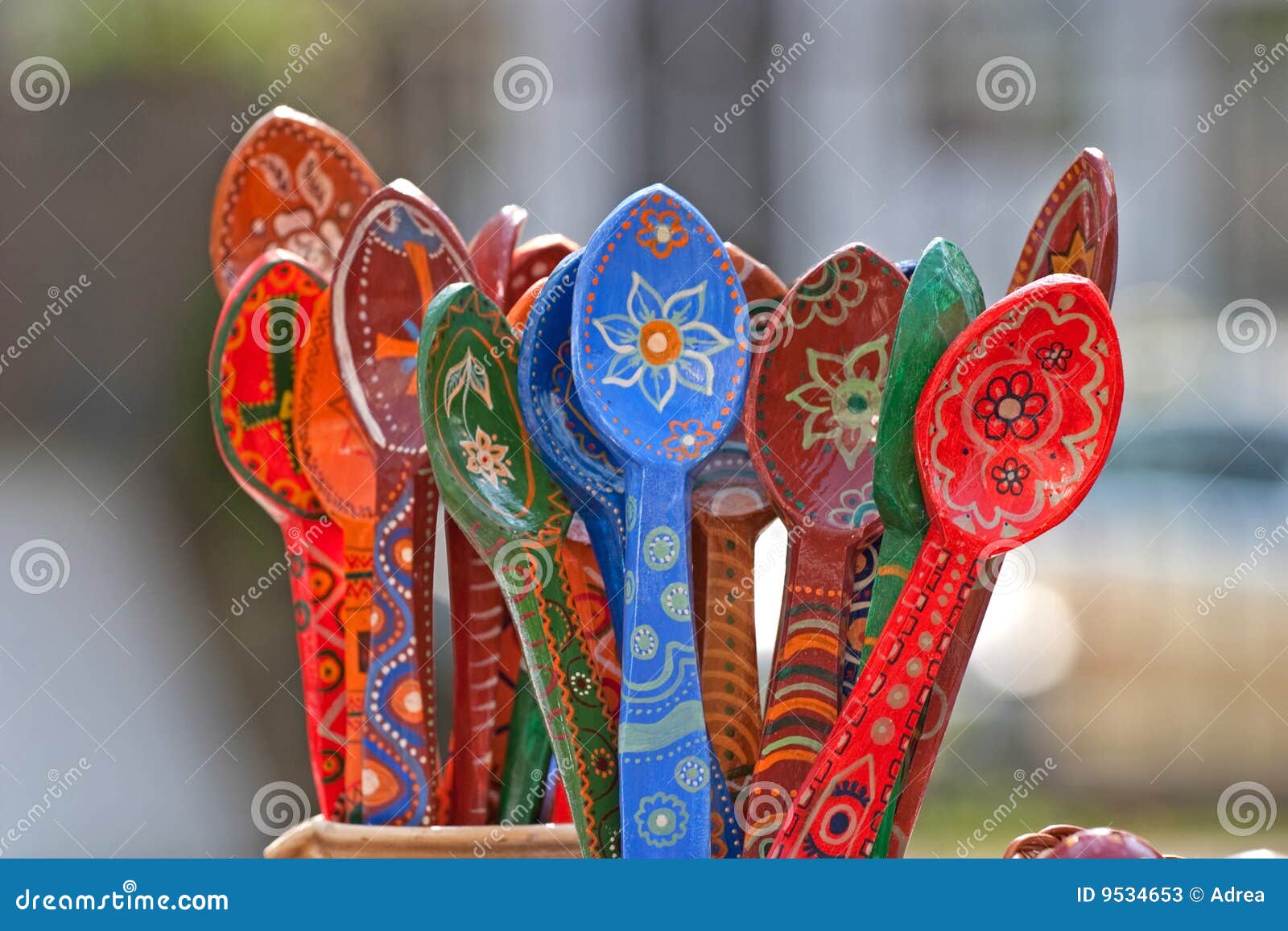 Hand-painted Spoons on a Traditional Fair Stock Image - Image of ...