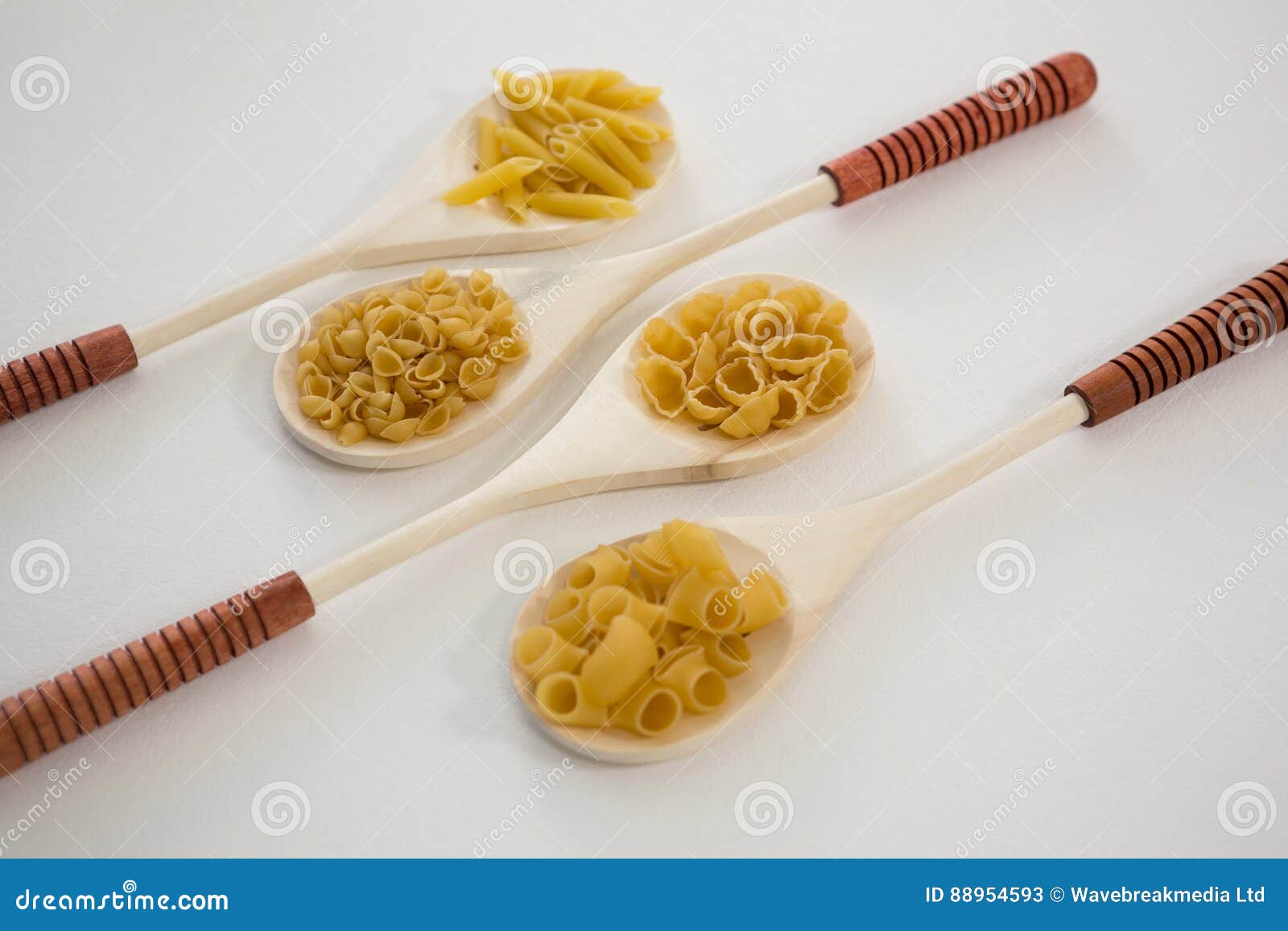 Spoons Filled with Varieties of Pasta Stock Image - Image of ...