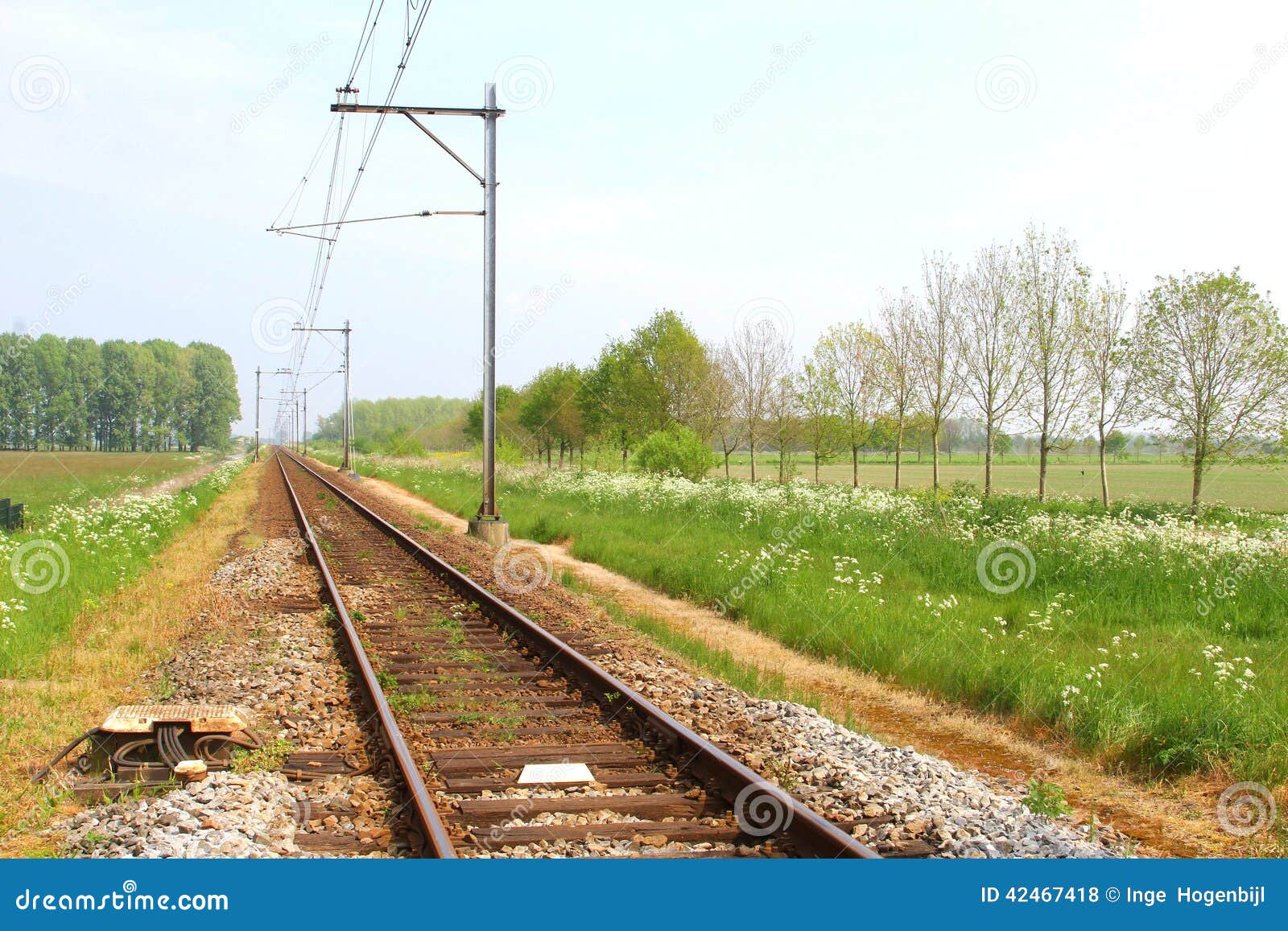 Spoorweg in Het Platteland Van Nederland Stock Foto - Image of ...