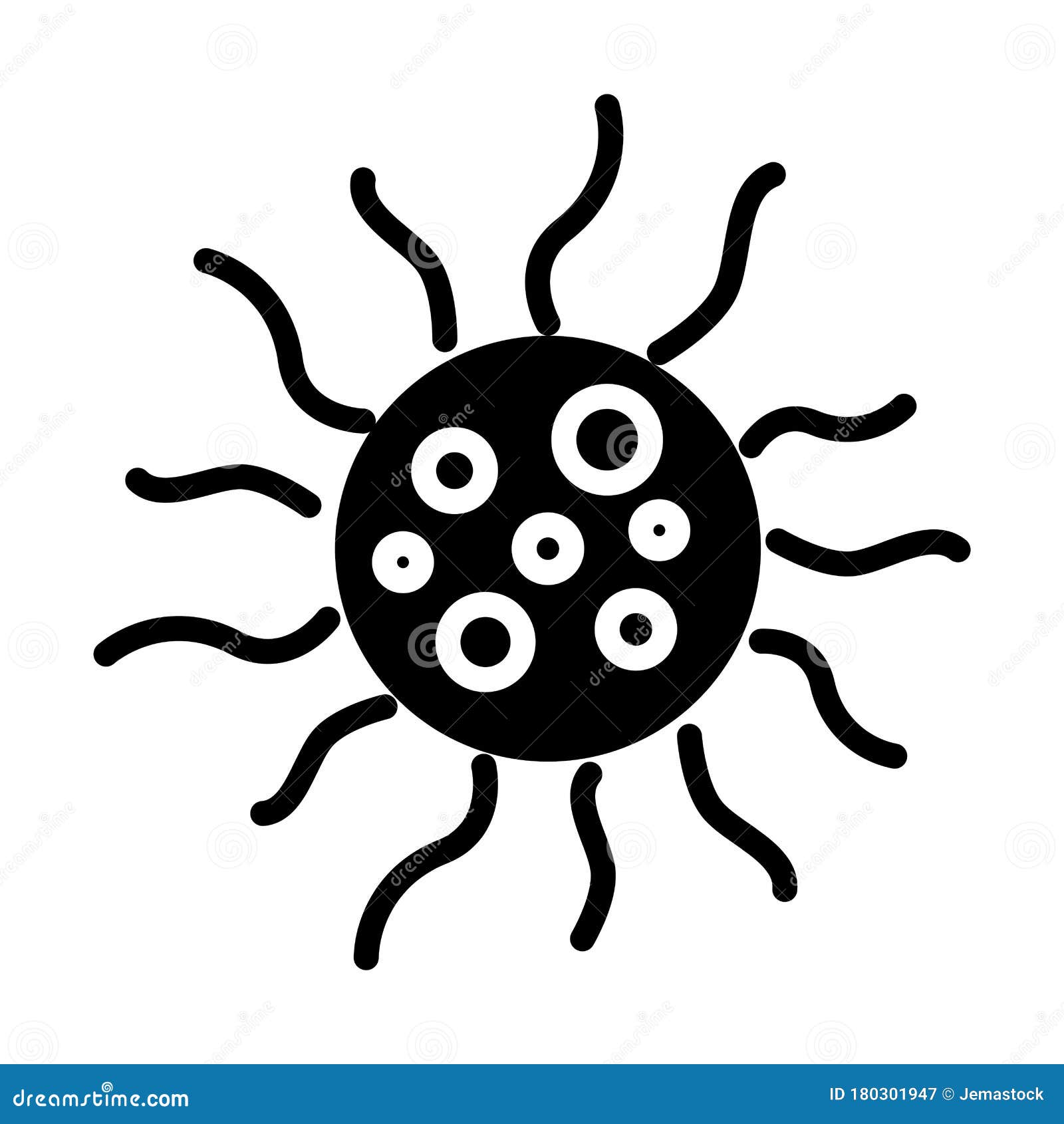 Spore Bacterium Half Line And Color Style Icon Cartoon Vector ...