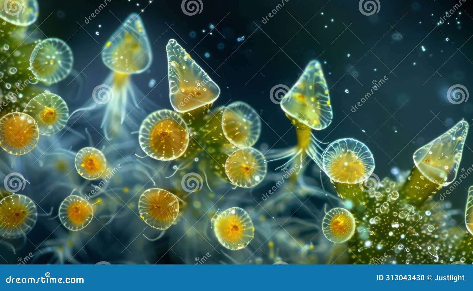 A of Spores from a Moss Plant with Each Individual Spore Having a ...