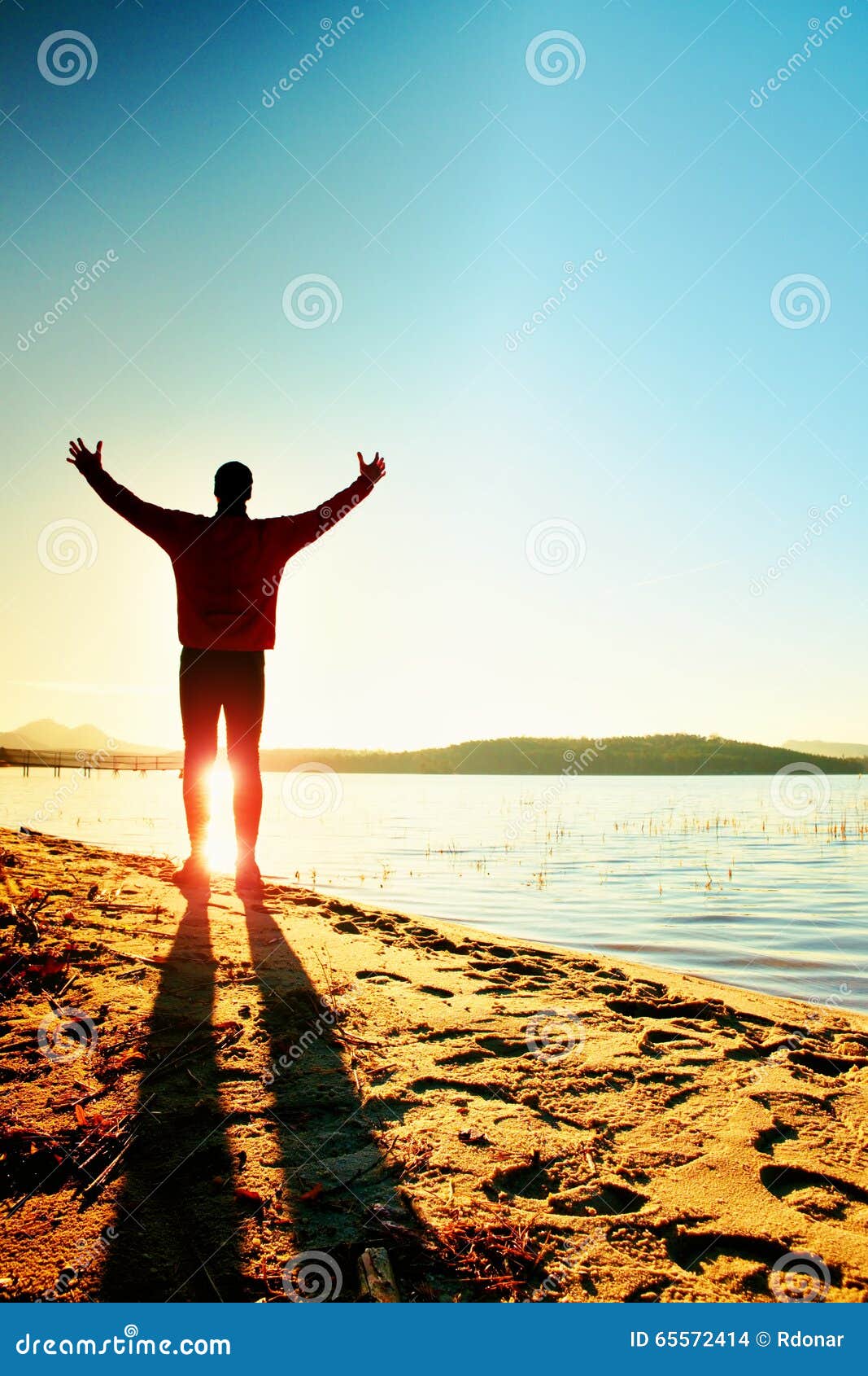 Sport Active Man Running and Exercising on the Beach at Sunset. Stock ...