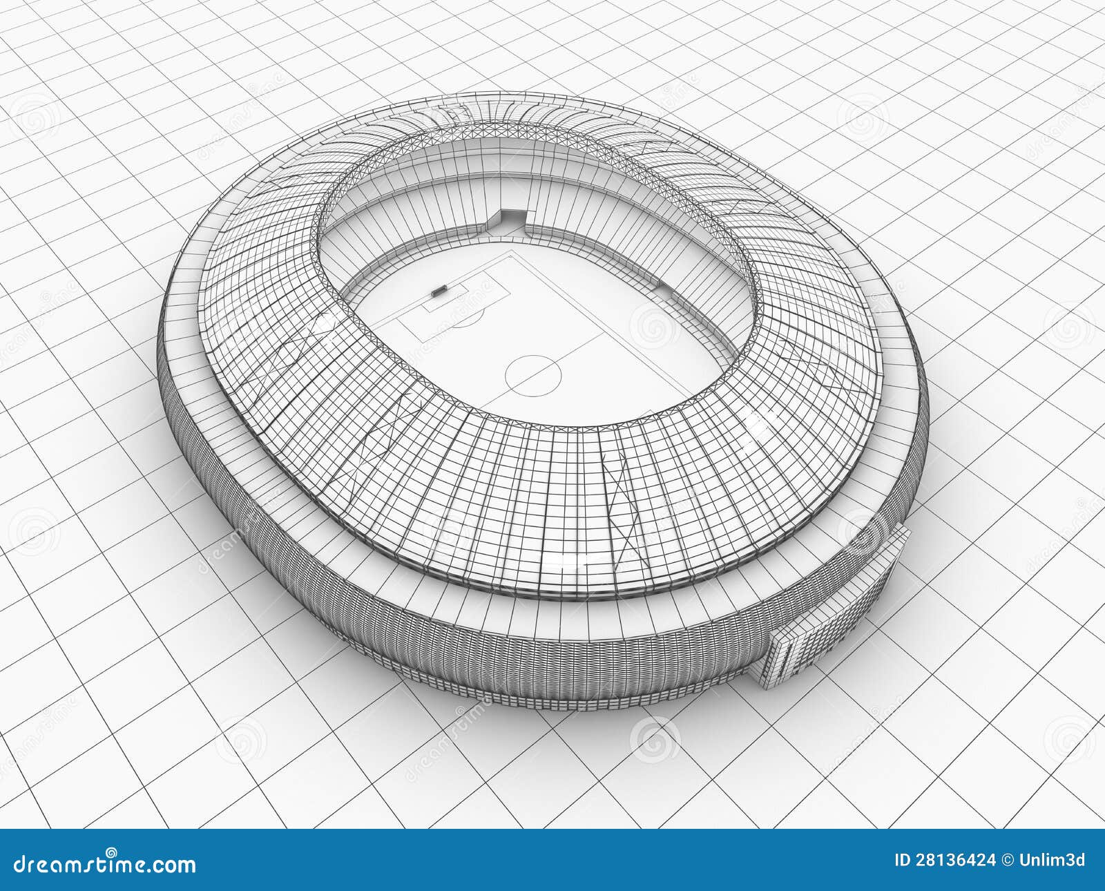 Sport Arena. 3d Illustration in Wireframe View Stock Illustration ...