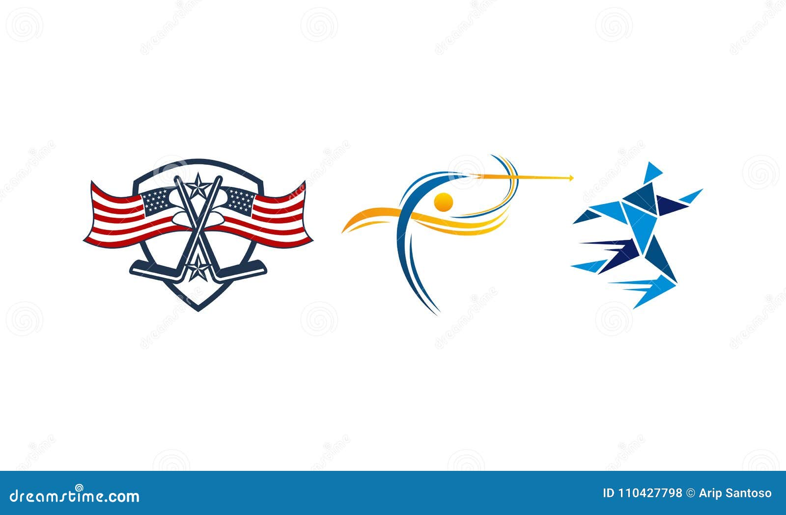 Sport Athlete Template Set stock vector. Illustration of emblem - 110427798