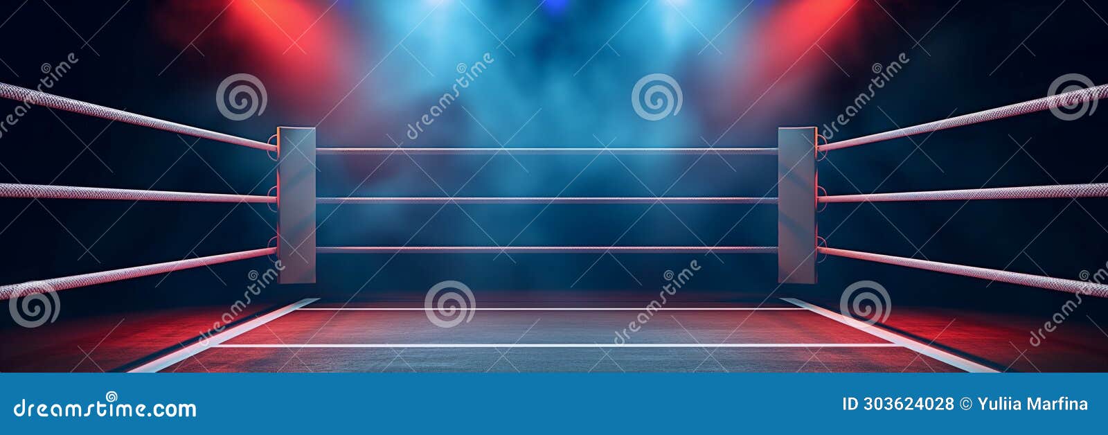 Empty Professional Boxing Ring in the Dark. Stock Illustration ...