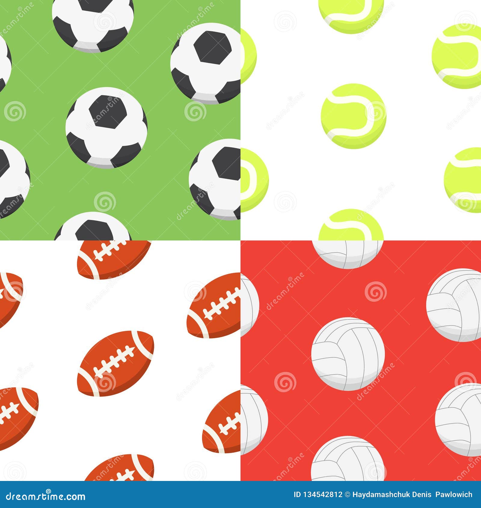 Sport Ball Pattern. Vector Seamless Background. Sporting Equipment ...