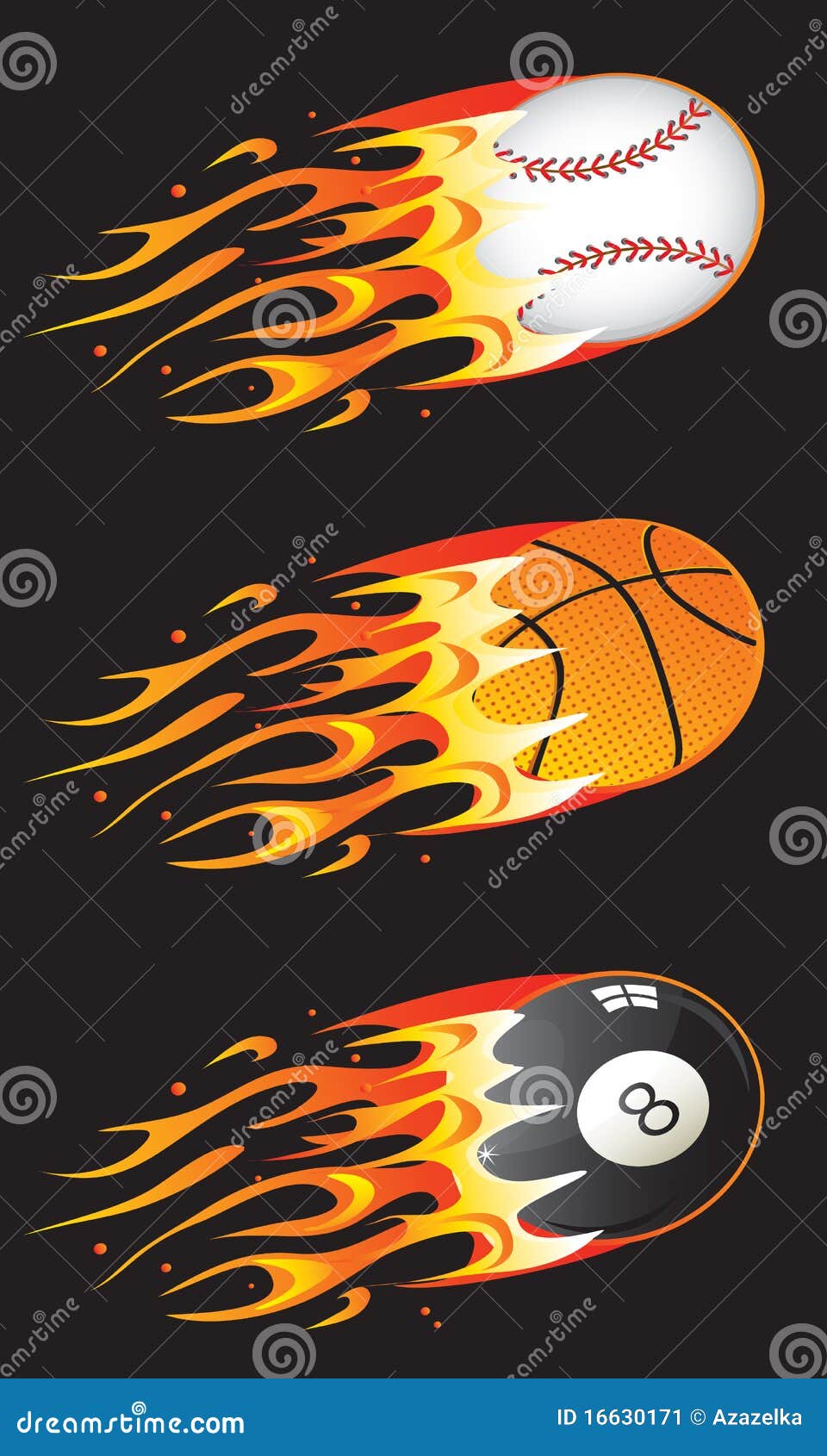 Sport balls in fire stock vector. Illustration of fire - 16630171