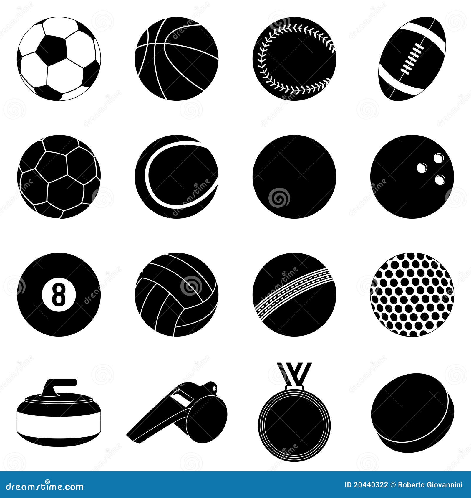 Sport Balls Silhouettes stock vector. Illustration of balls - 20440322