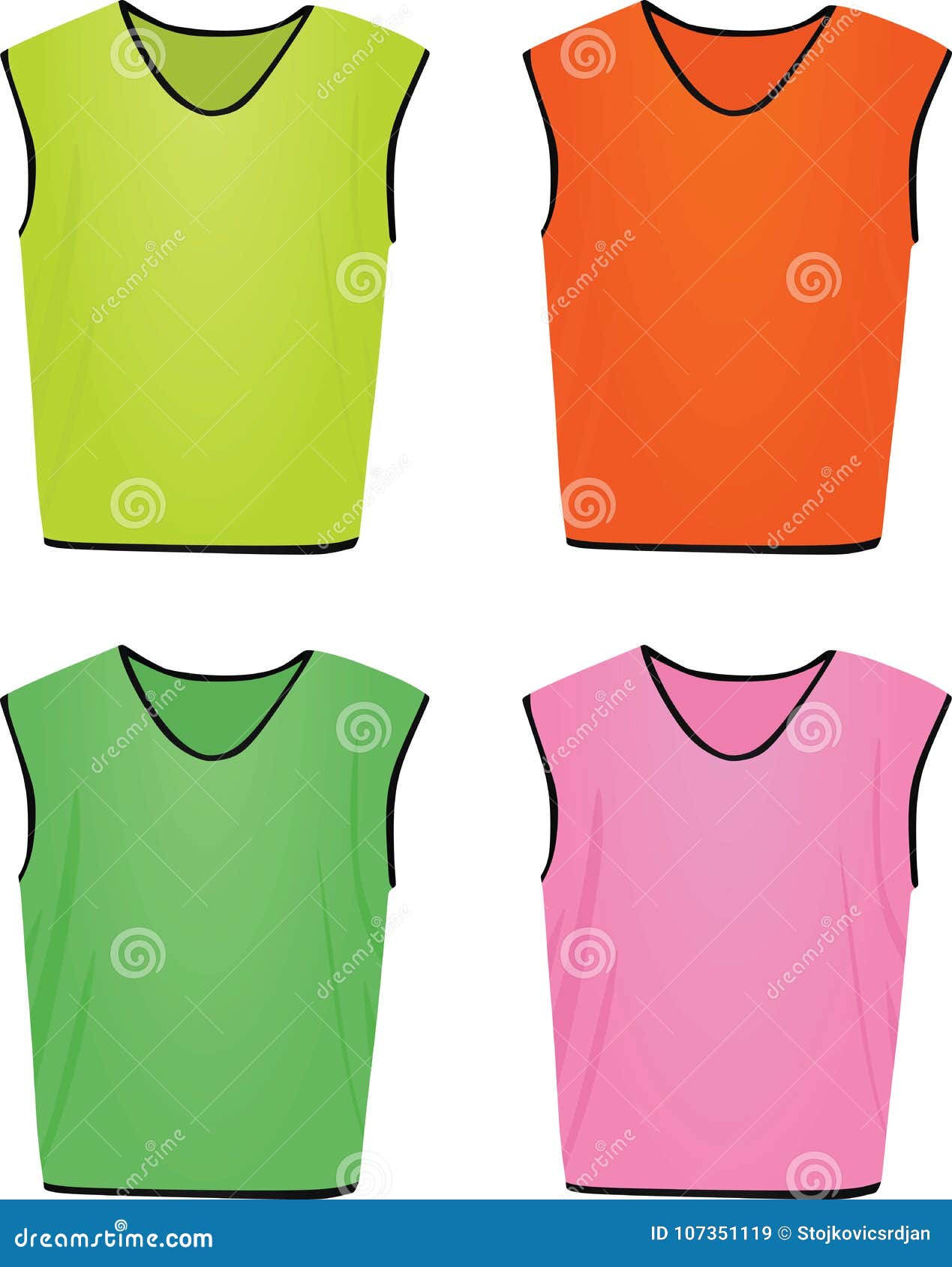 Sport bibs in four colors stock vector. Illustration of empty - 107351119