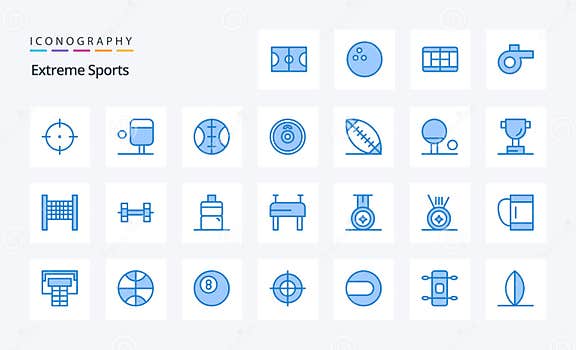 25 Sport Blue icon pack stock vector. Illustration of water - 264514591