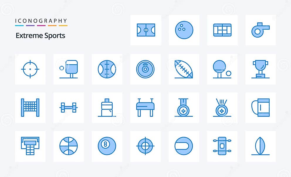 25 Sport Blue icon pack stock vector. Illustration of water - 264514591