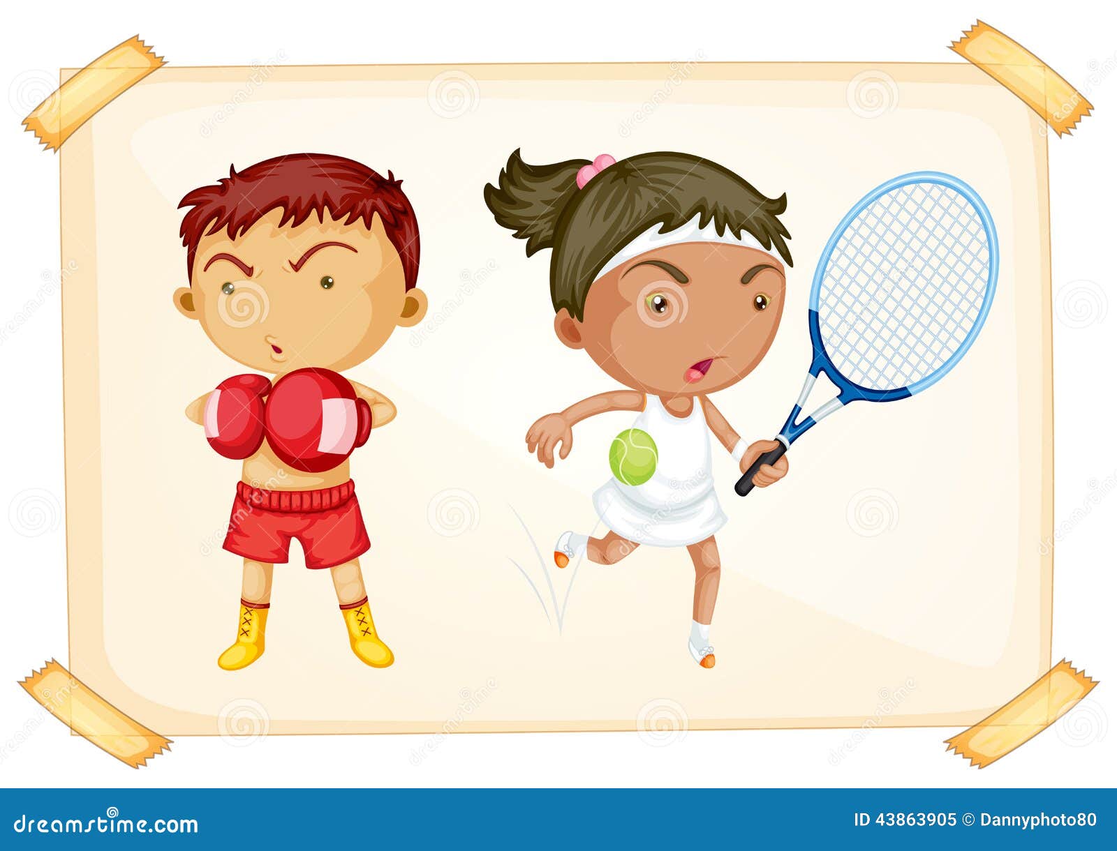 Sport boy and girl stock vector. Illustration of drawing - 43863905