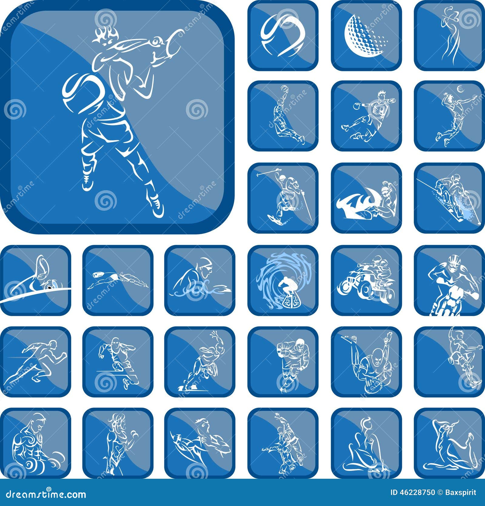 Sport button stock vector. Illustration of golfer, basketball - 46228750