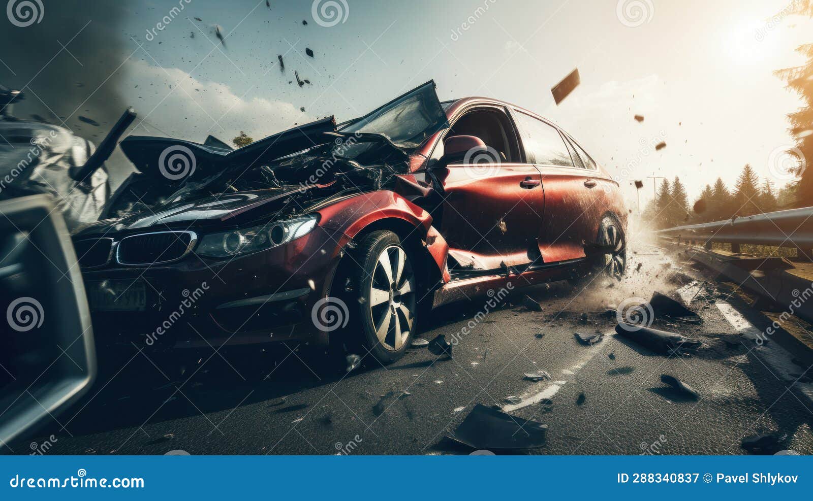 Sport Car Crash Dangerous Accident on the Road. Stock Illustration ...