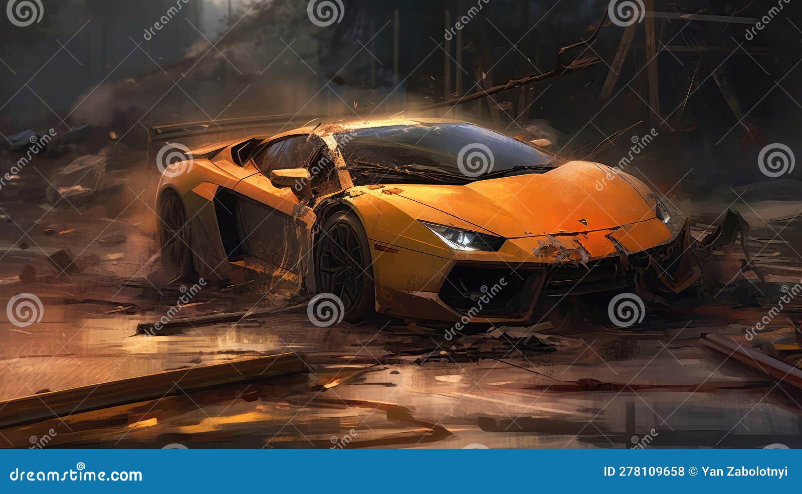 Sport Car Crashes in a Storm. Generative AI Stock Photo - Image of ...