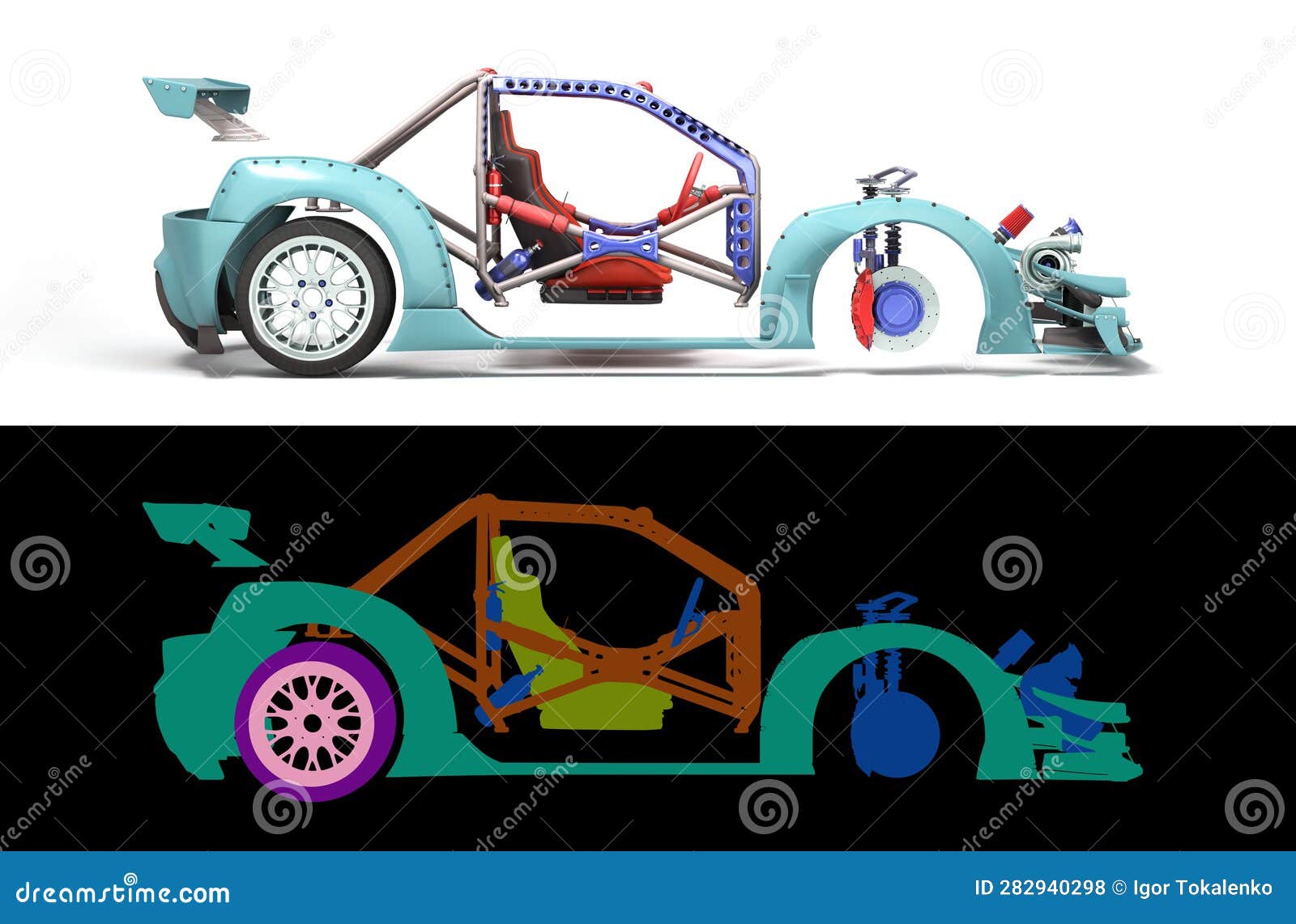 Sport Car Custom Upgrade Kit Set of Details for Body and Engine 3d ...