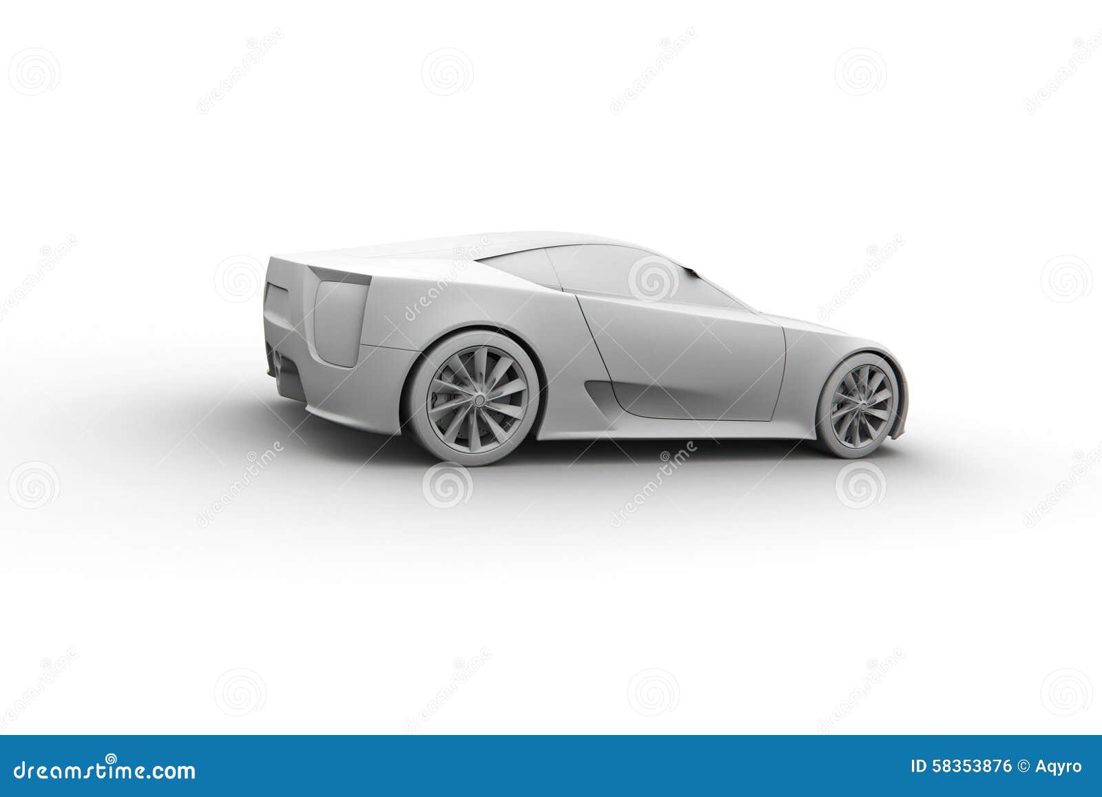 Sport Car 3d Model. Clay Render. Stock Illustration - Illustration of ...