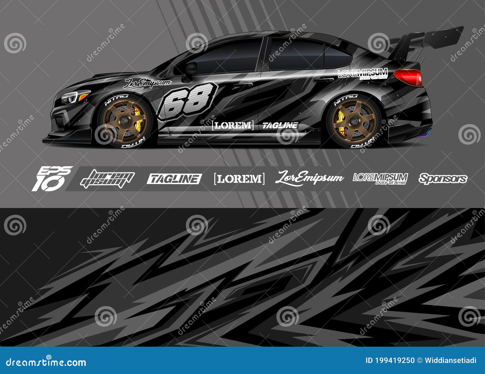 Sport Car Decal Wrap Illustration Stock Vector - Illustration of decal ...