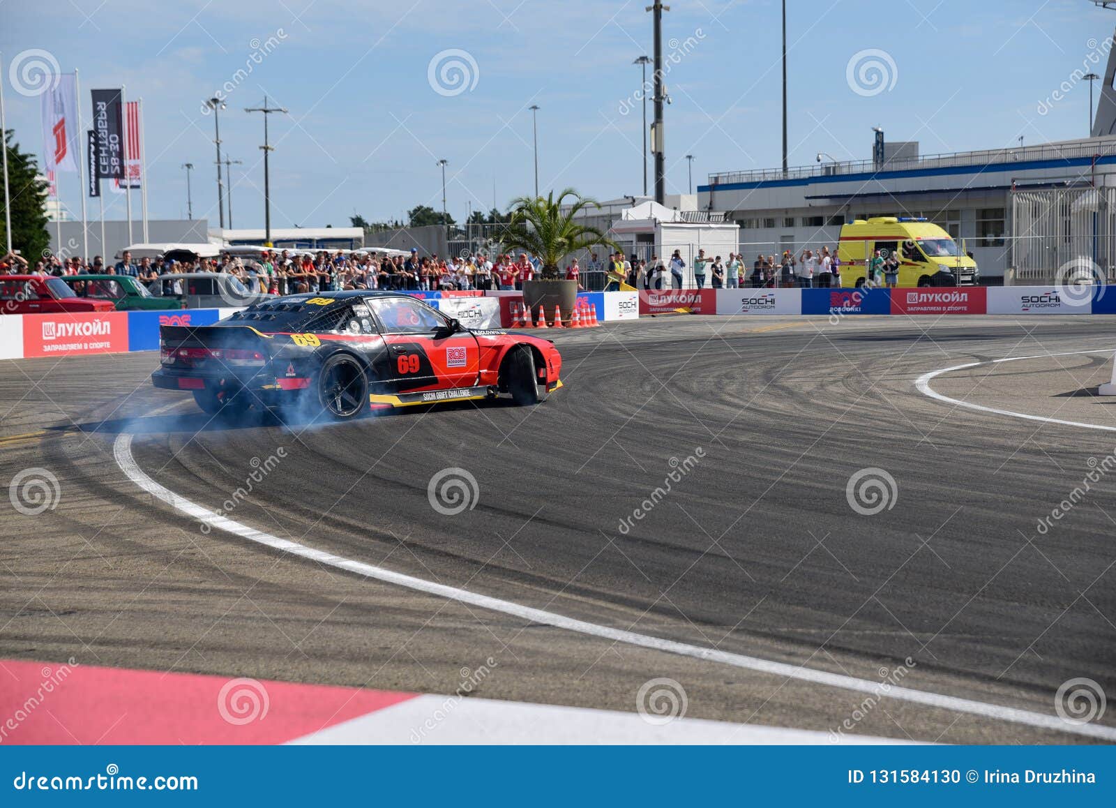 Sport Car Drift in Front of the Audience. Editorial Image - Image of ...