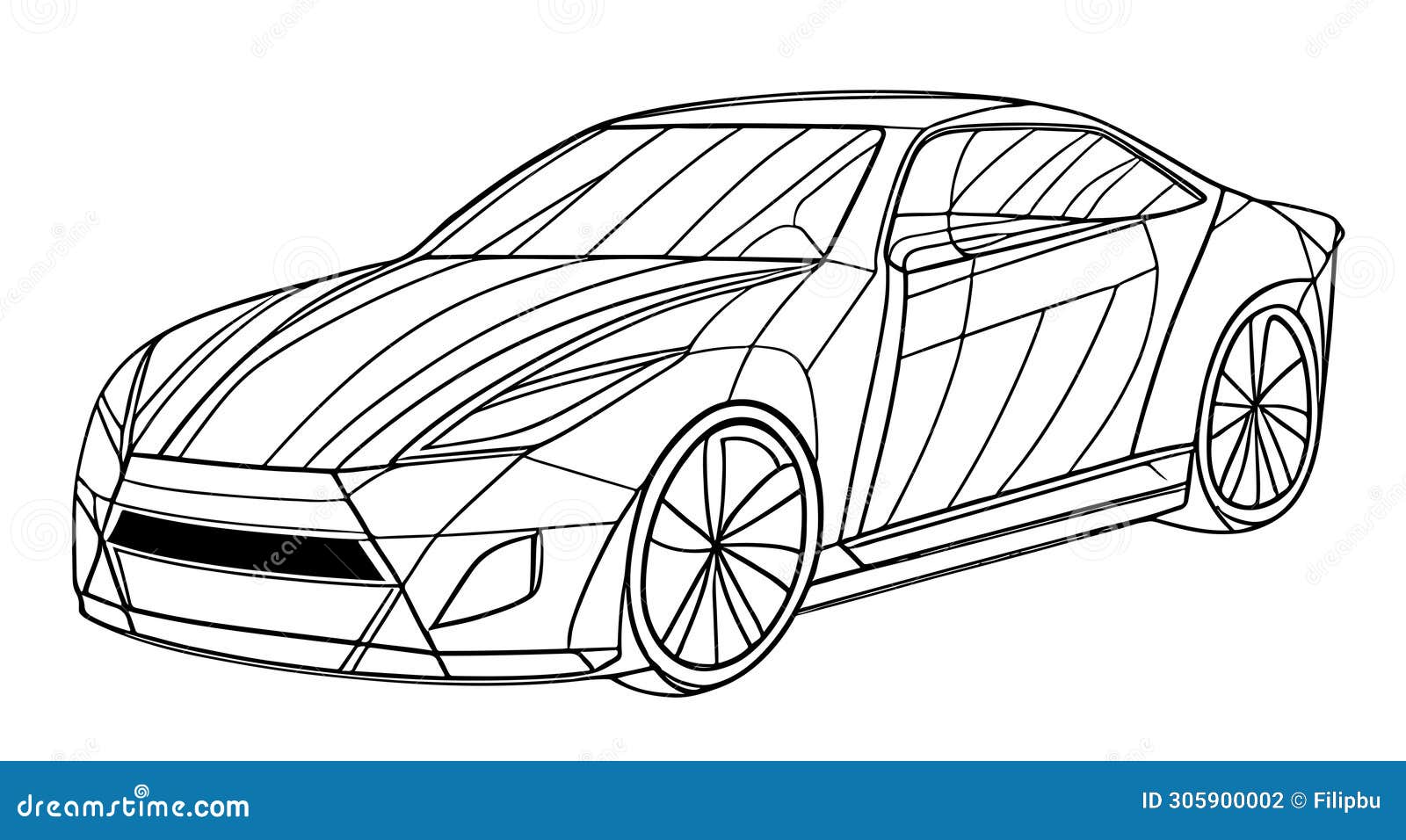 Sport Car Line Art Vector Outline Illustration Stock Vector ...