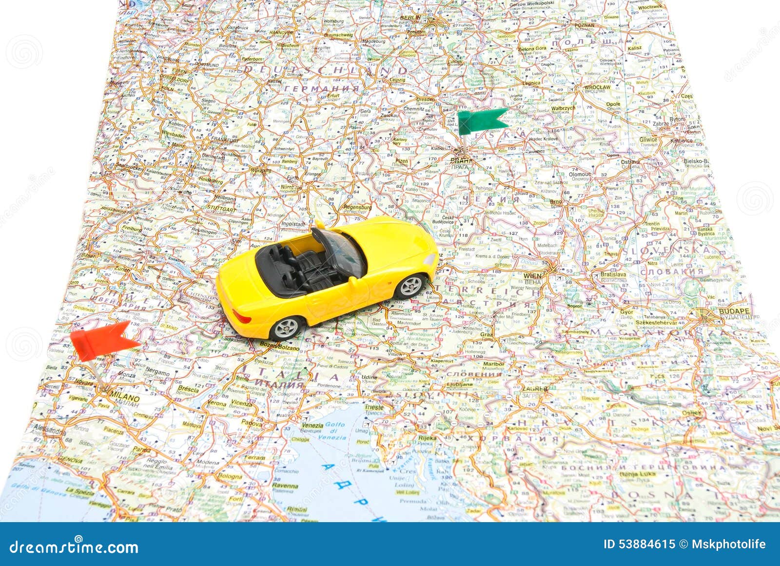 Sport car on map stock image. Image of atlas, motor, tourist - 53884615