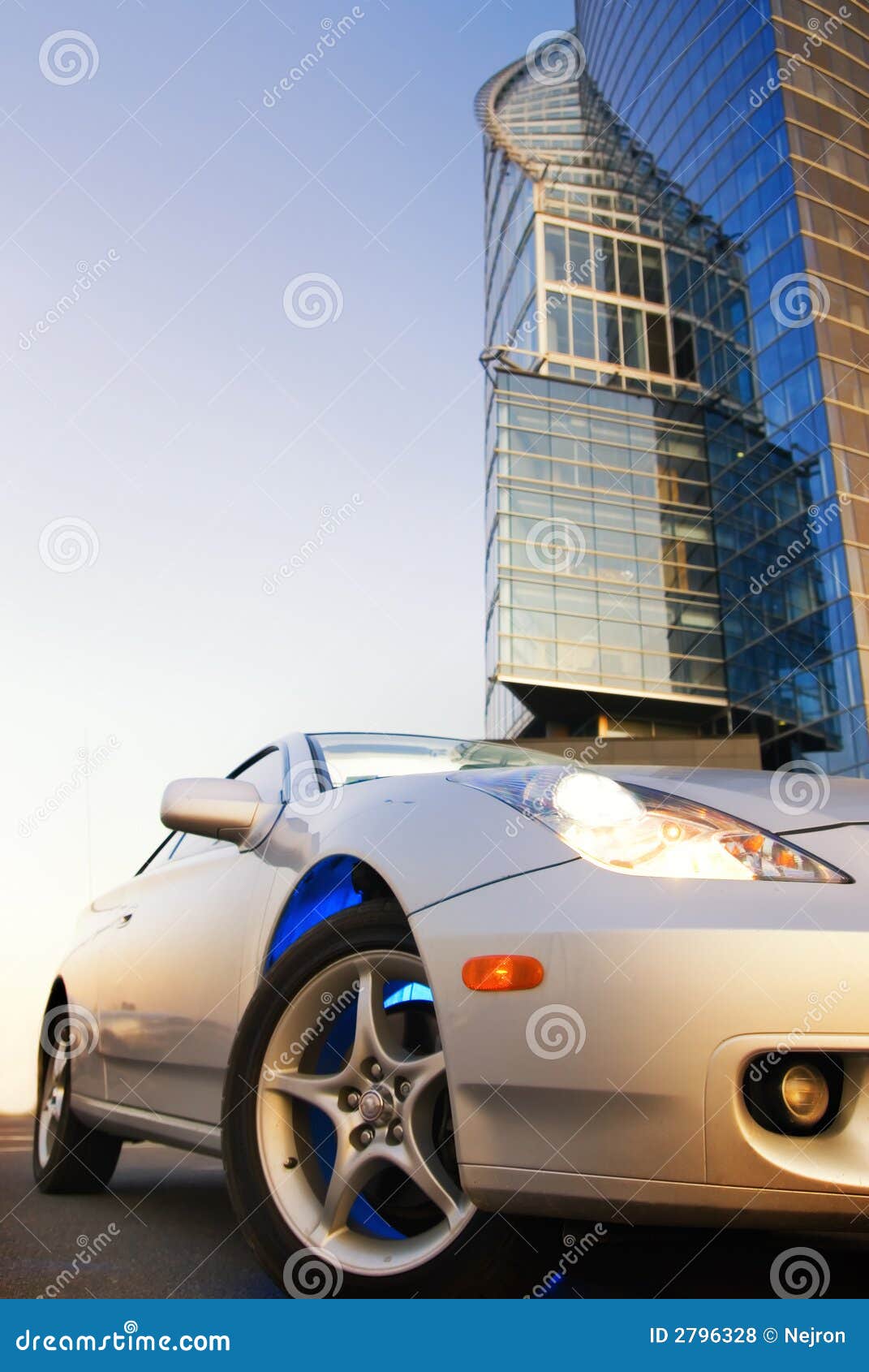 Sport Car with Office Building Stock Photo - Image of auto, metallic ...