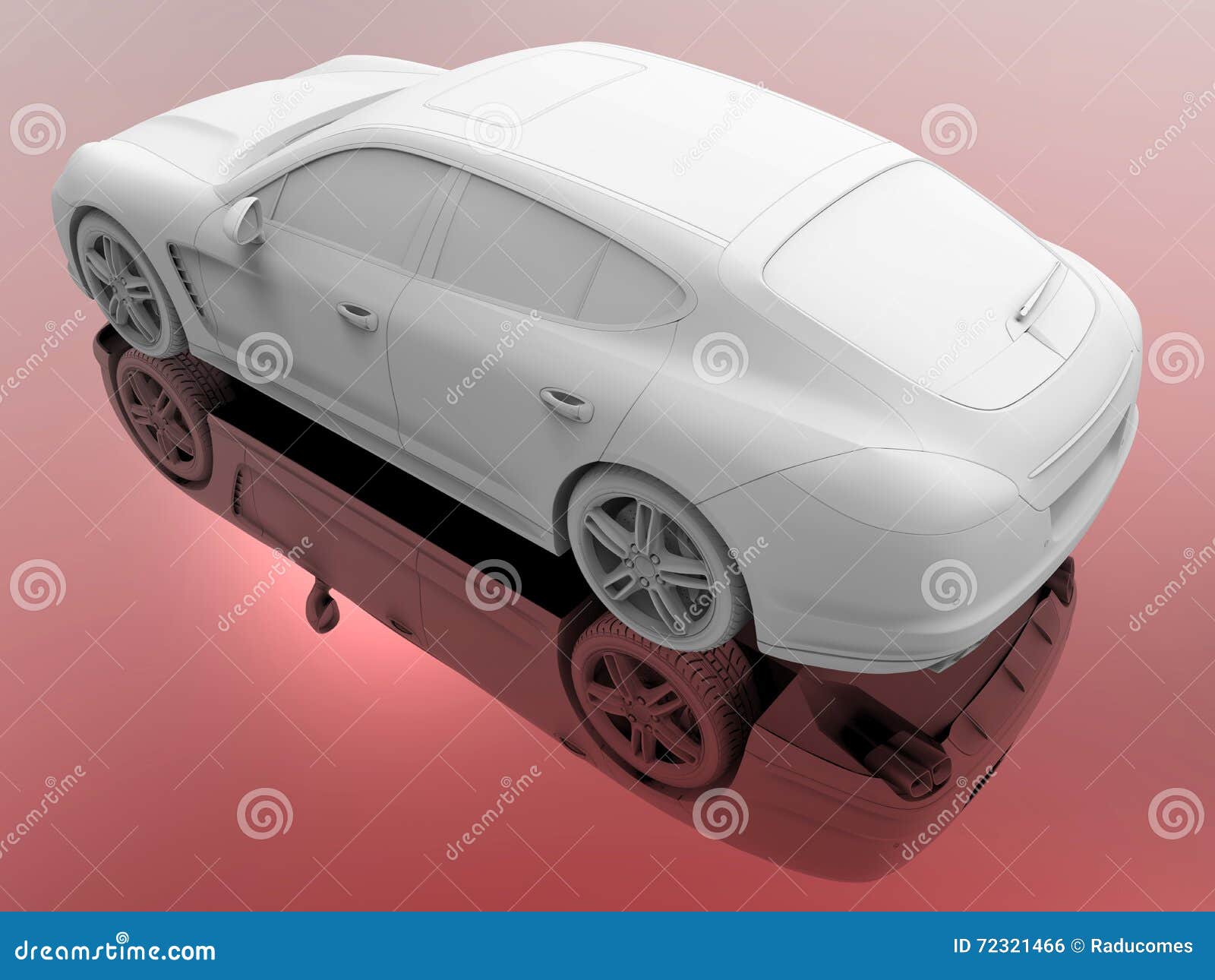 Sport Car On Red Reflective Background Stock Illustration ...