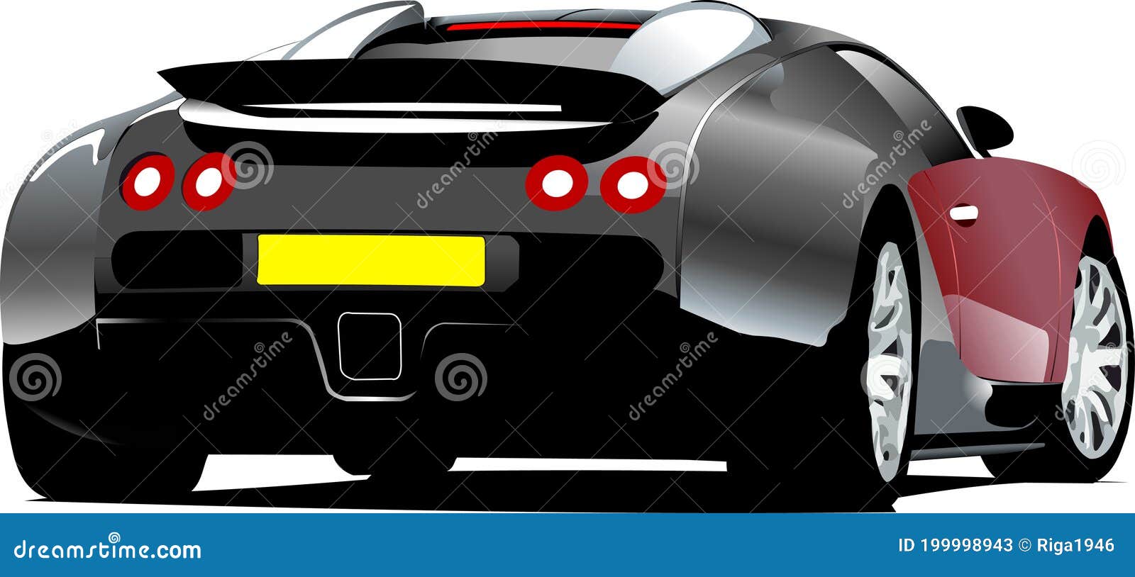 Sport Car on the Road. Rear View Stock Vector - Illustration of shiny ...