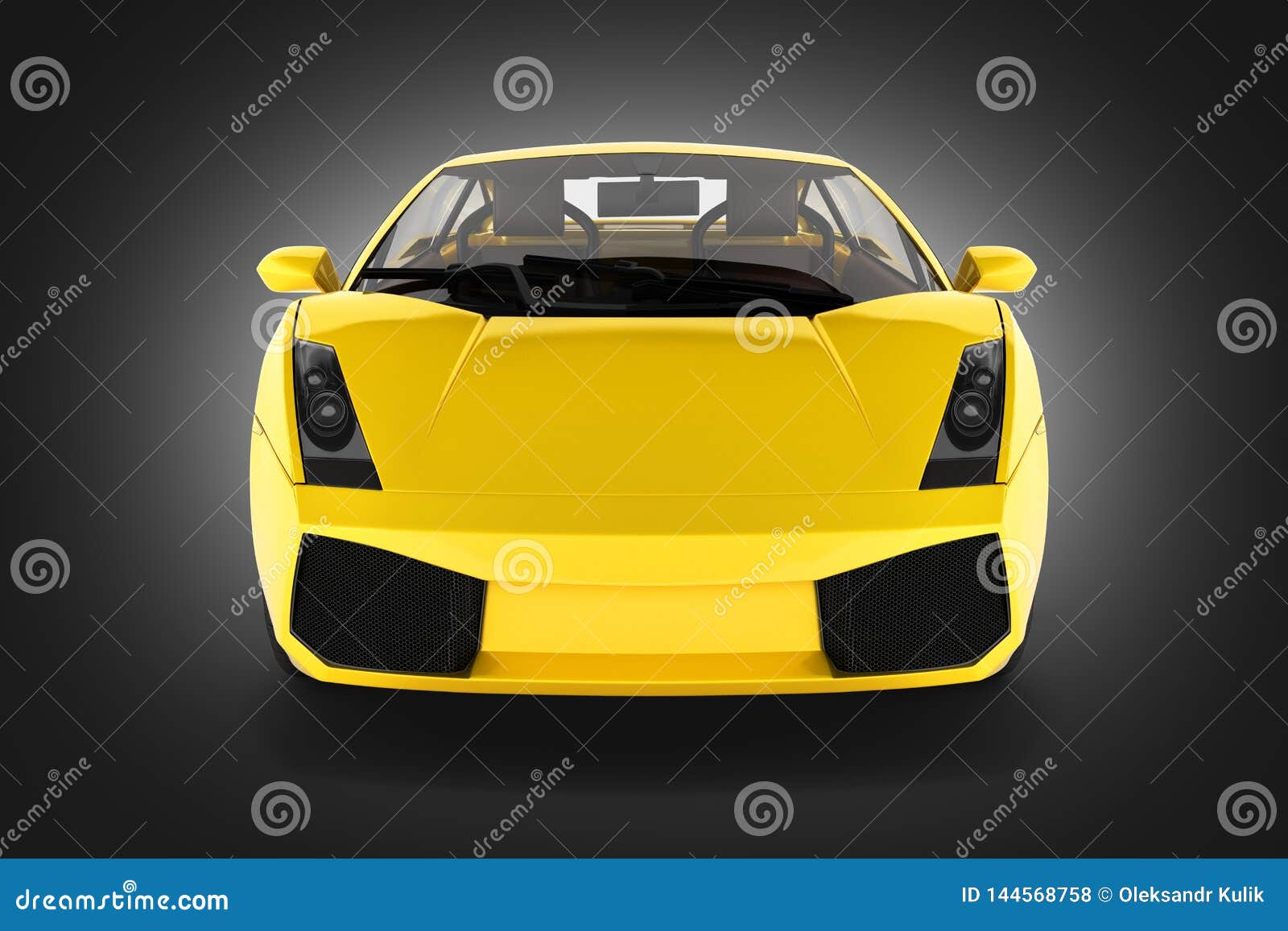 Sport Car Vehicle Front View on Black Gradient Background 3d Stock ...