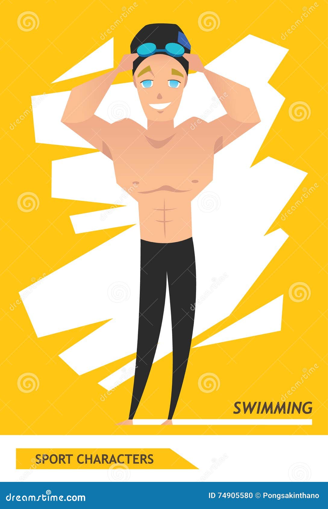 Sport Characters Swimming Player Vector Stock Vector - Illustration of ...