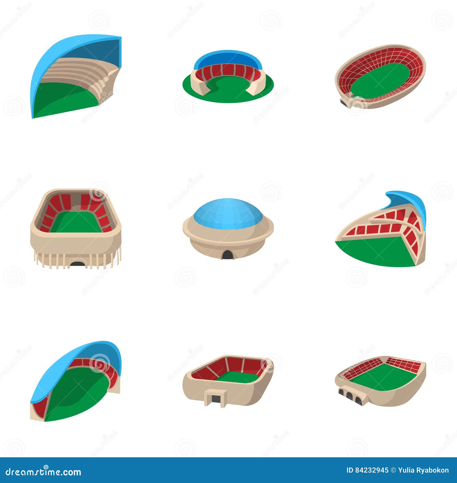 Sport Complex Icons Set, Cartoon Style Stock Vector - Illustration of ...