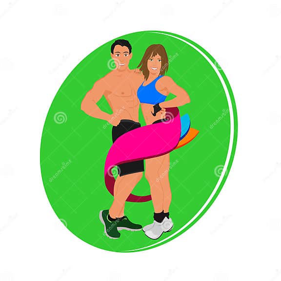 Sport Couple Man And Woman Fitness Vector Illustration Stock Vector