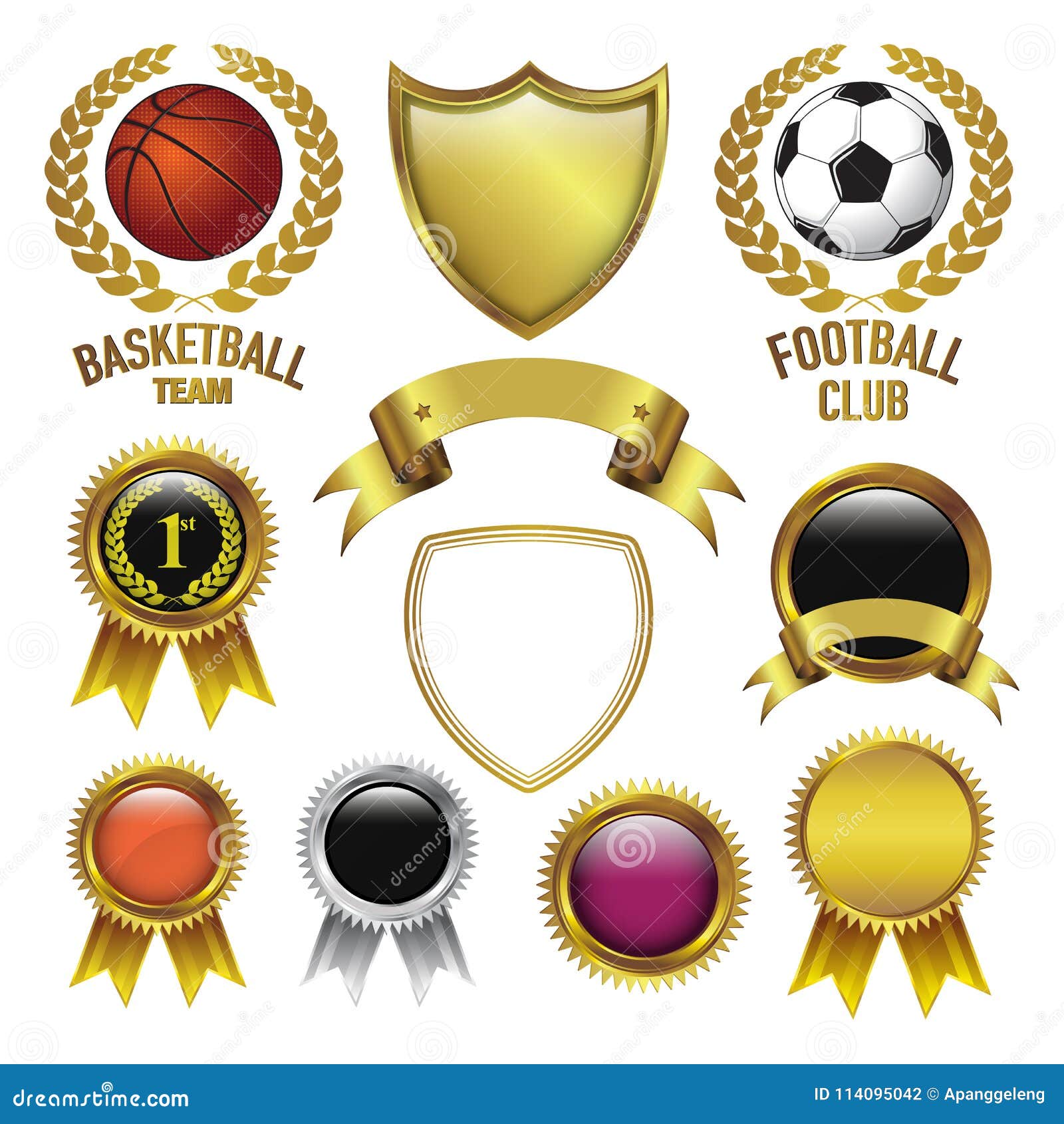 Sport Design Element Emblem & Badge Gold & Silver Stock Vector ...