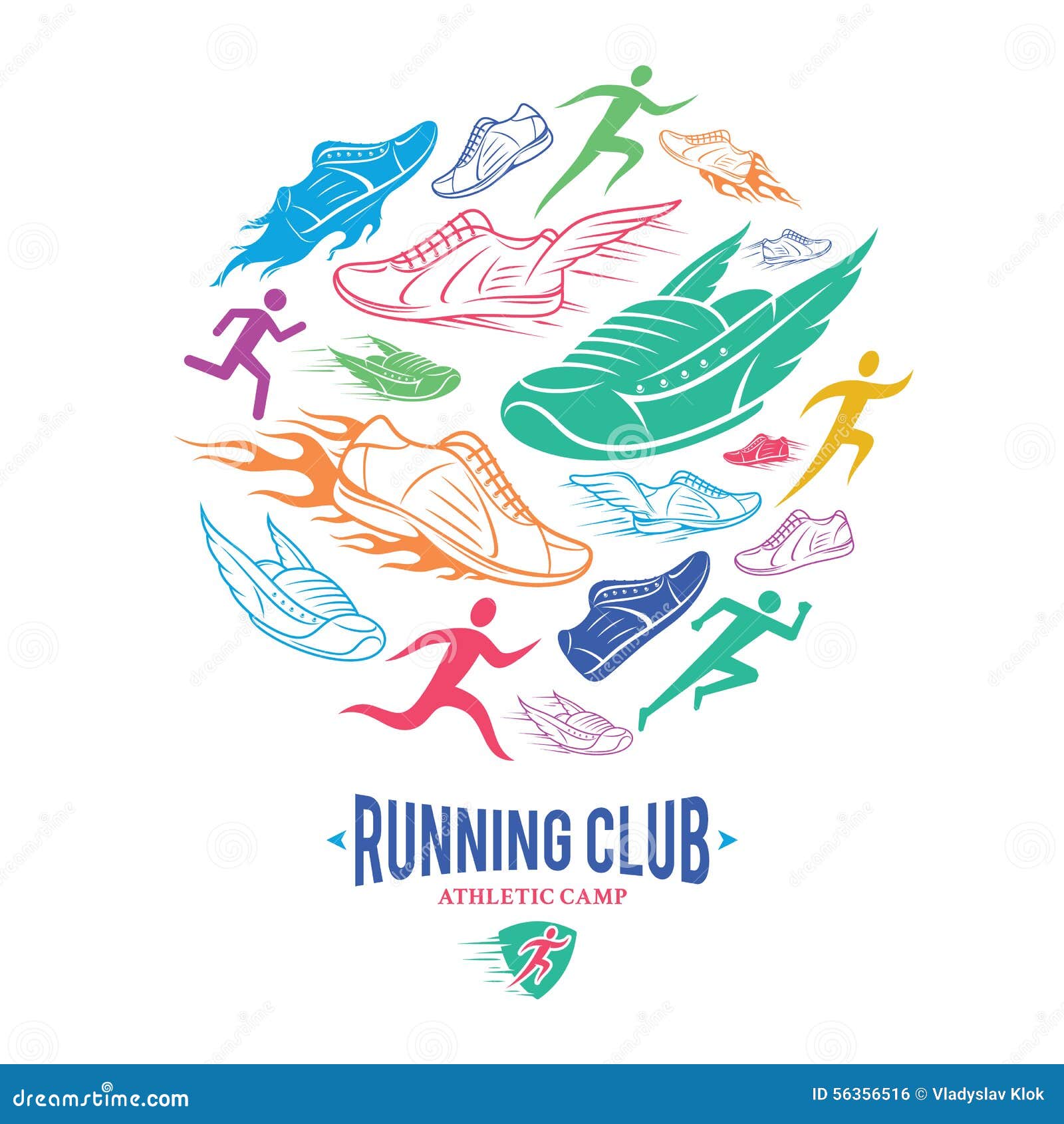 Running Club Logo Template, Running Shoes Patter Stock Vector ...