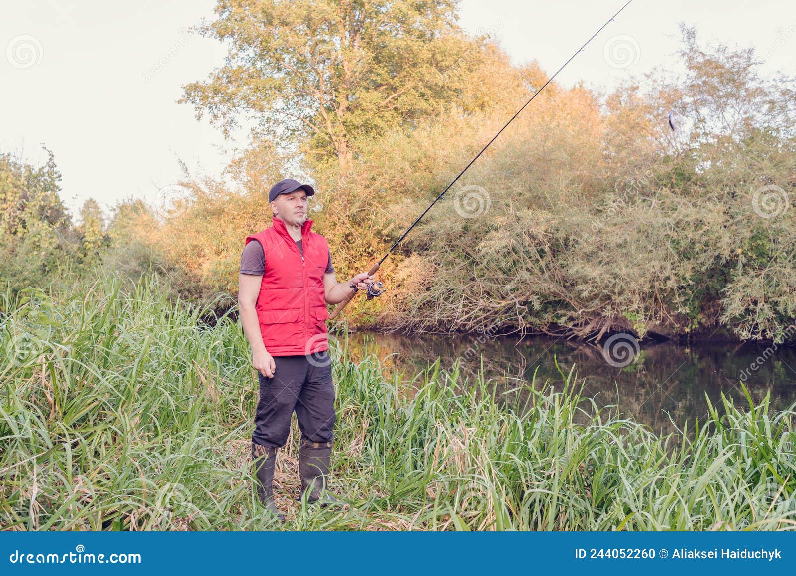 Sport fishing on the river stock photo. Image of lure - 244052260