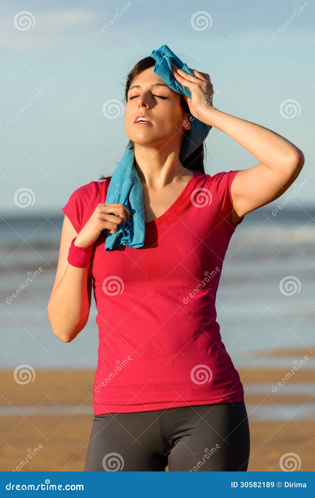 Sport Fitness Woman Tired And Sweating Stock Image Image Of Exercise