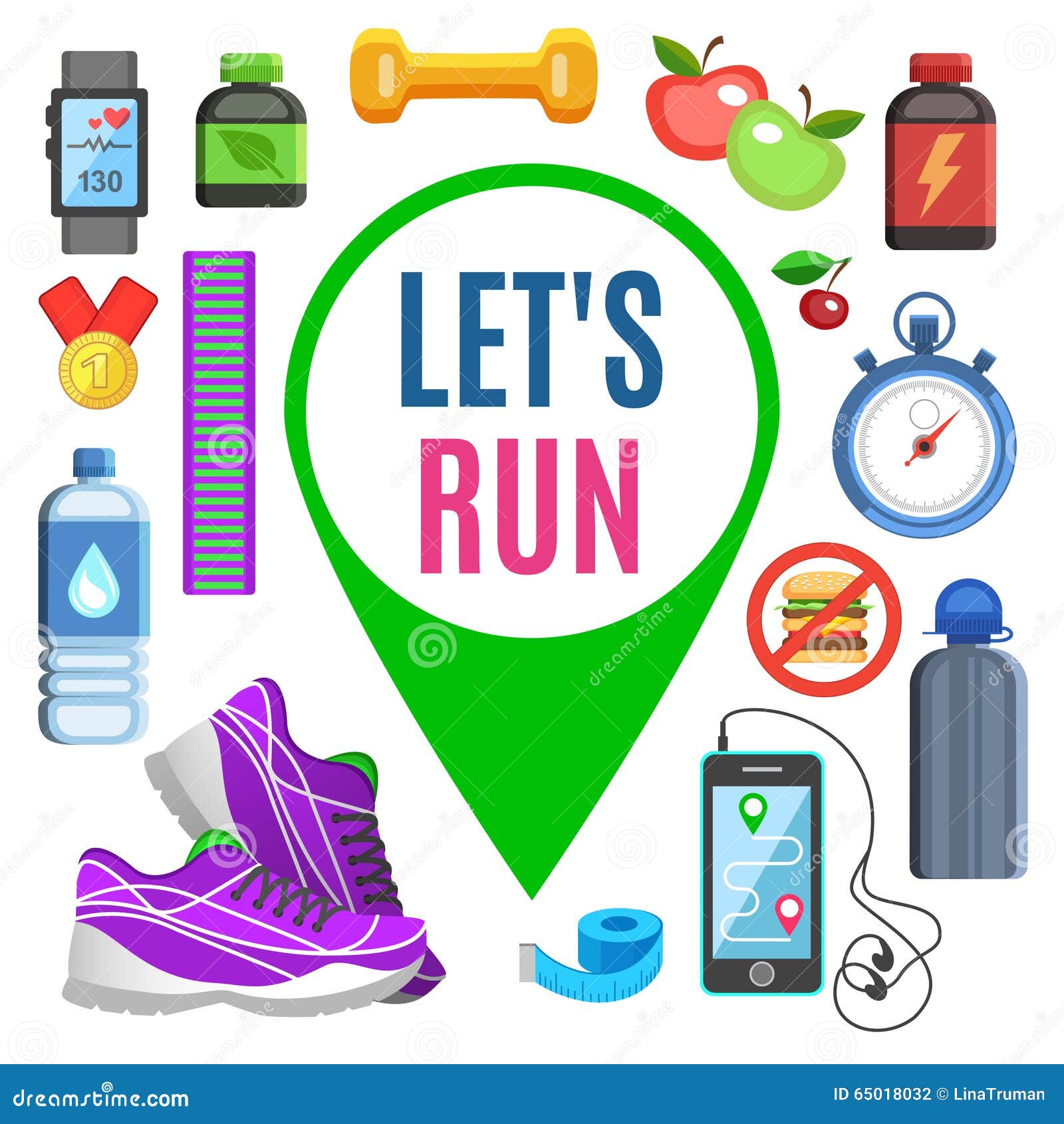 Sport Flat Icons, Jogging and Running Kit Elements. Stock Vector ...