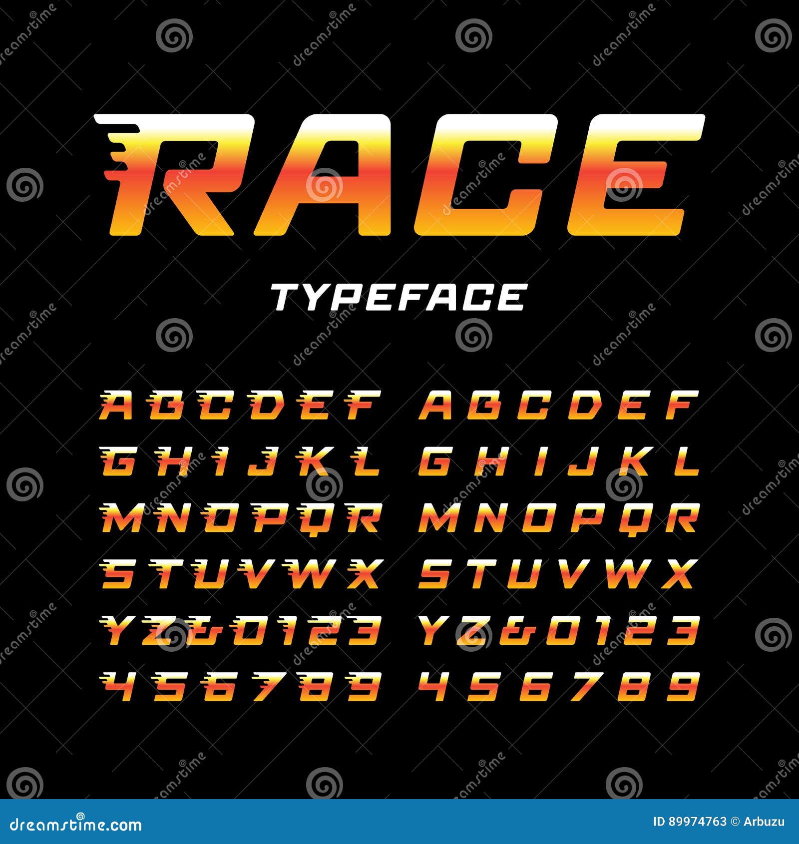 Sport Font. Vector Alphabet with Tail Effect Letters and Numbers Stock ...
